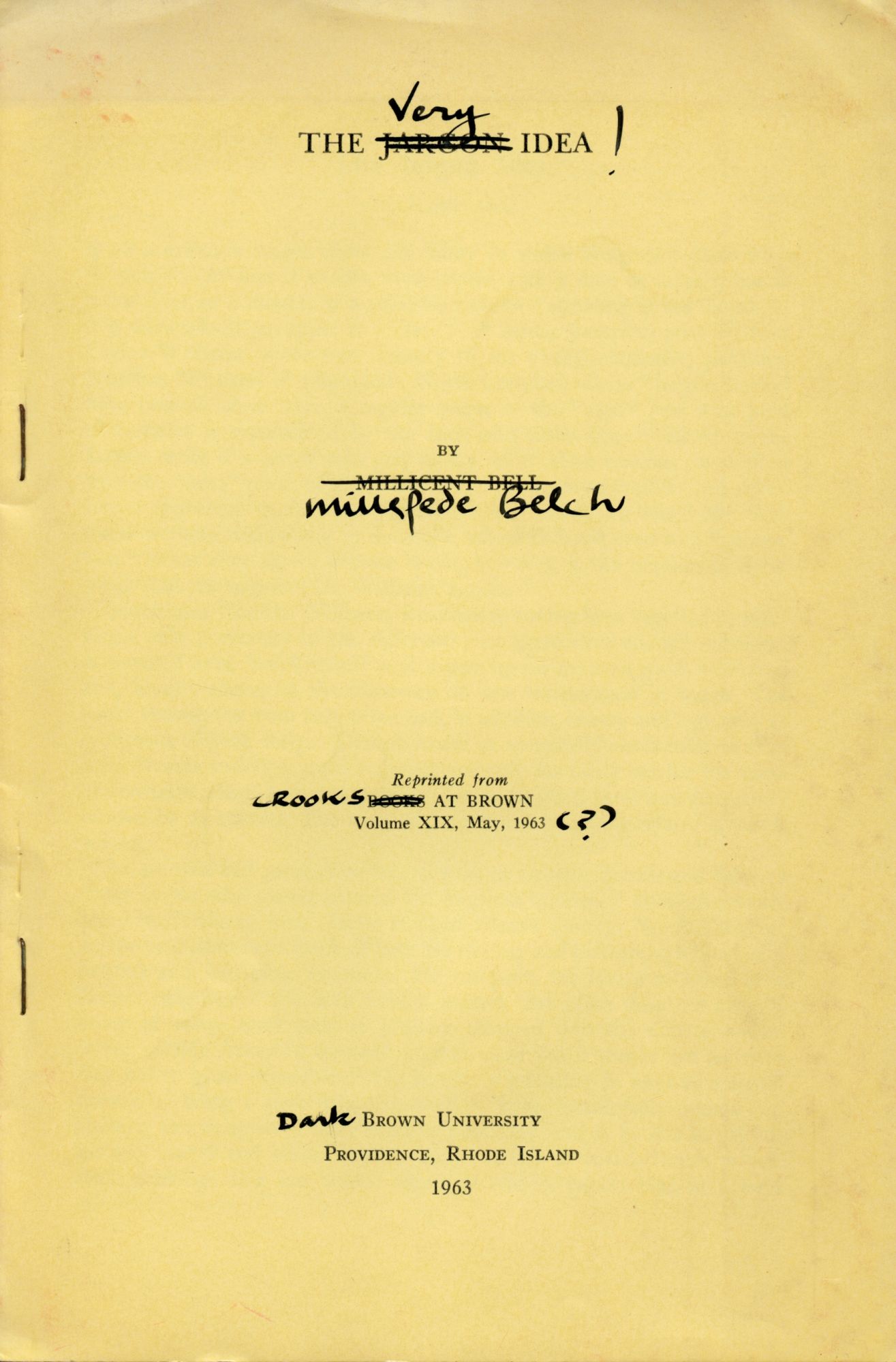 The Jargon Idea by [Williams, Jonathan]. Bell, Millicent | Granary Books
