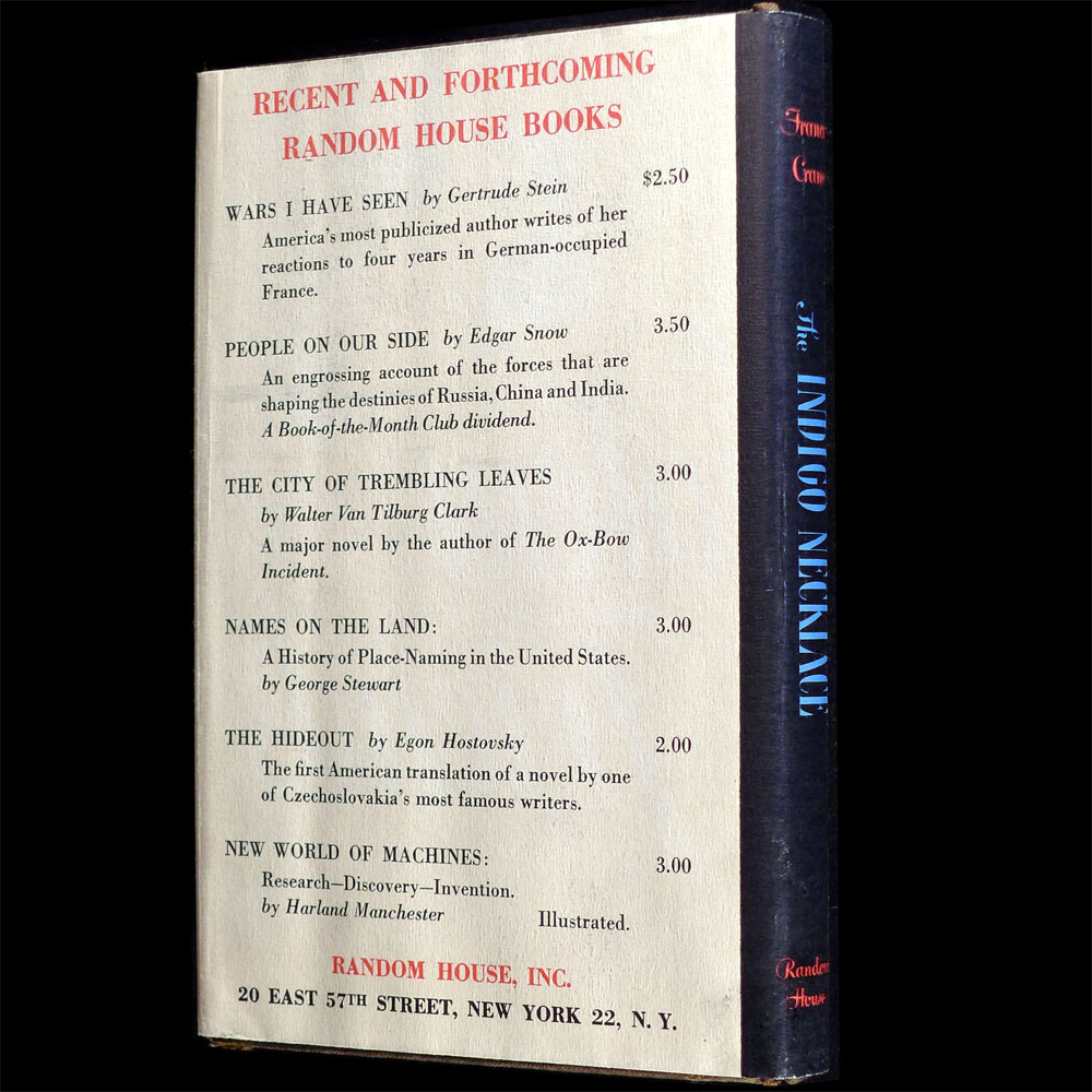 The Indigo Necklace by CRANE, Frances: (1945) 1st Edition. | Lok Man ...