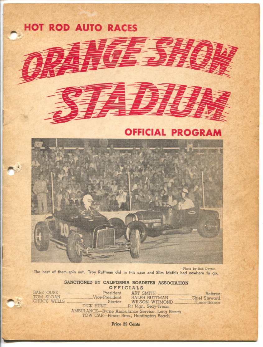 Orange Show Stadium CRA Hot Rod Race Program 1947-Troy Ruttman-Slim ...