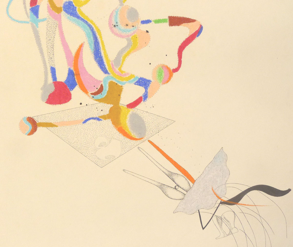 'Disconsolate chimera'. Original drawing in ink and oil pastel. Signed ...