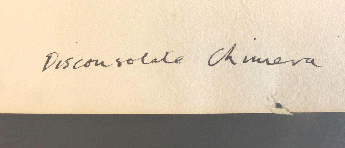 'Disconsolate chimera'. Original drawing in ink and oil pastel. Signed ...