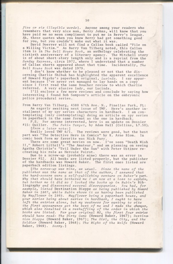 Mystery Fancier 3/1982-Guy Townsend-pulp crime fiction-VF: As New Softcover/Paperback (1982 ...