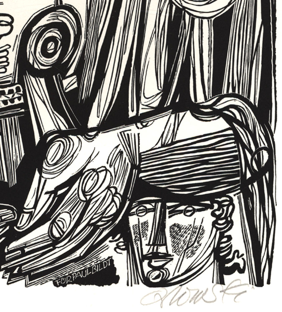 Apoll gibt Orpheus die Leier. [1954]. [Signierter Original-Holzschnitt ...