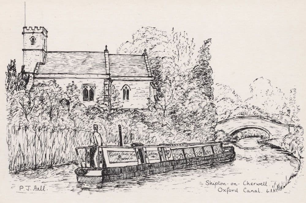 Shipton On Cherwell Oxford Barge Canal Sketch Painting Postcard: Signed ...