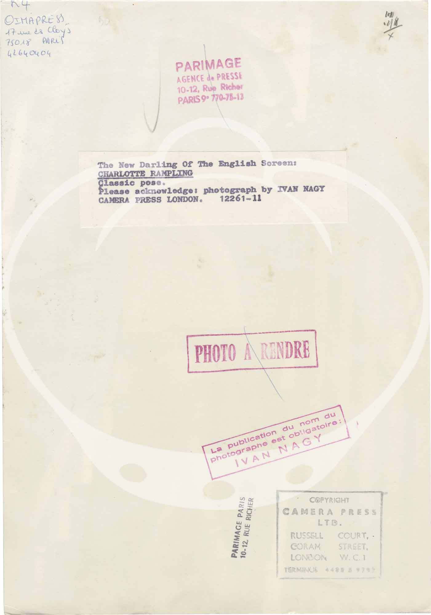 Original photograph of Charlotte Rampling, circa 1967 von Charlotte ...