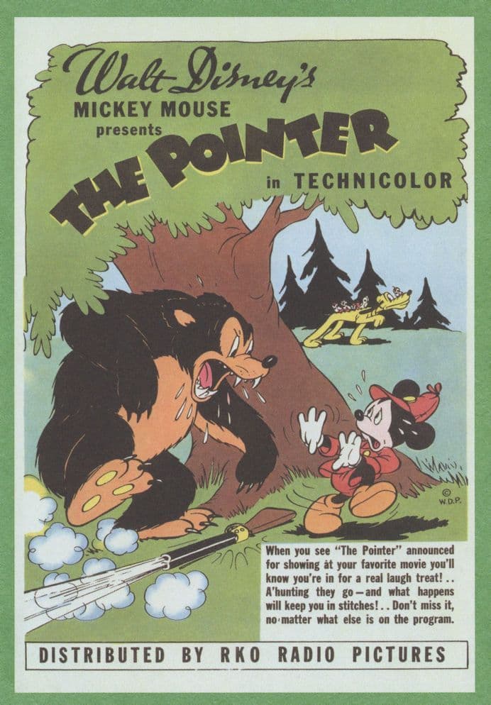 Walt Disney The Pointer Mickey Mouse Hunting Film Poster Postcard ...