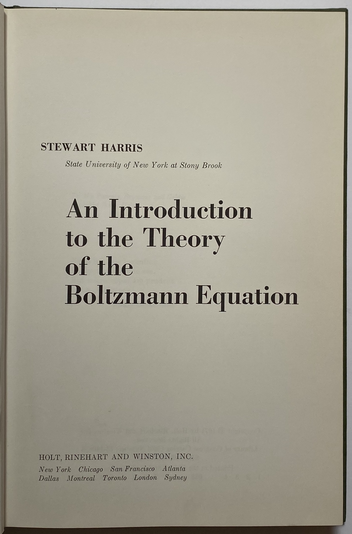 An Introduction to the Theory of the Boltzmann Equation by Stewart ...