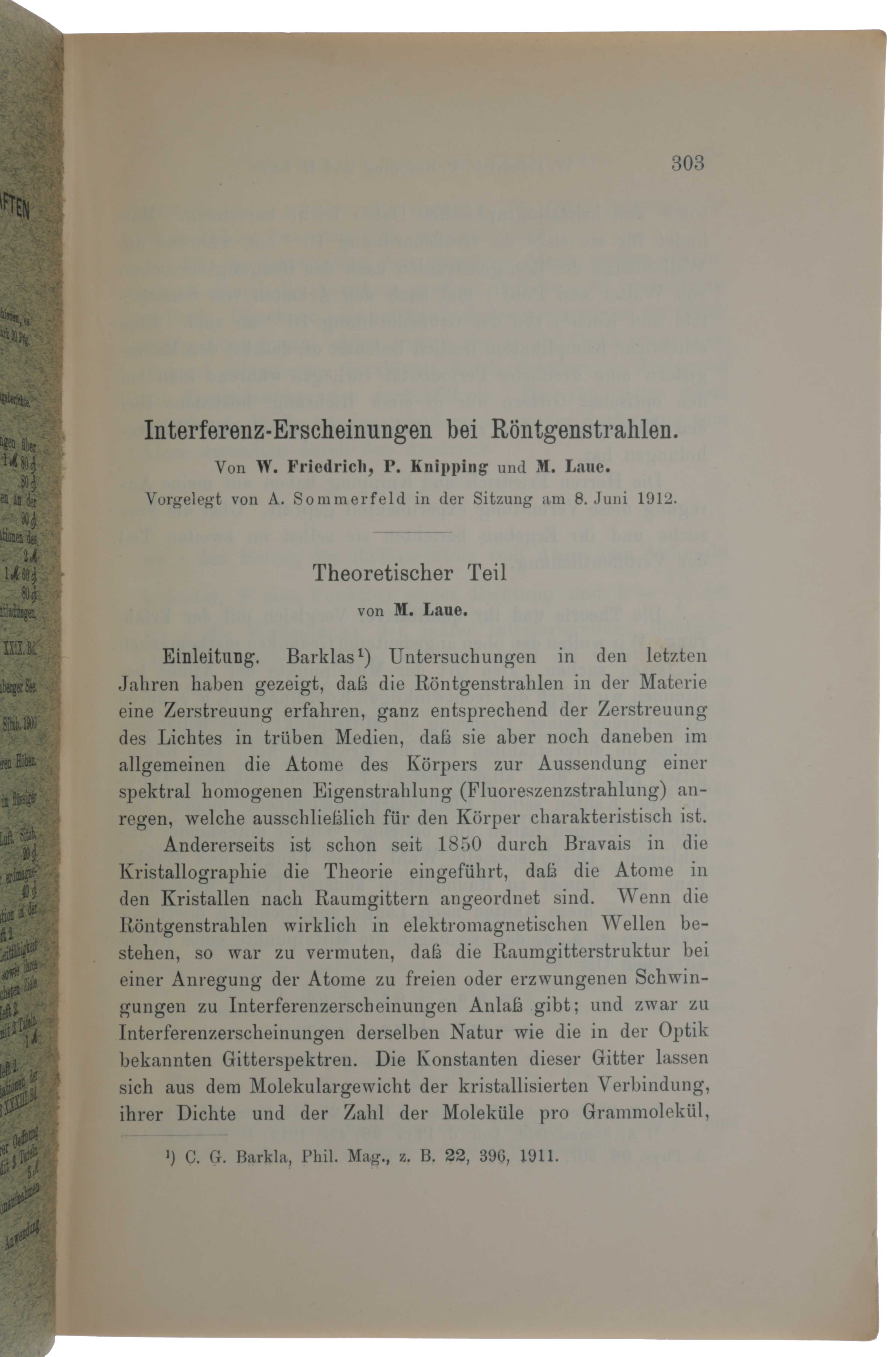 "Interferenz-Erscheinungen bei Röntgenstrahlen." - "Eine quantitative ...