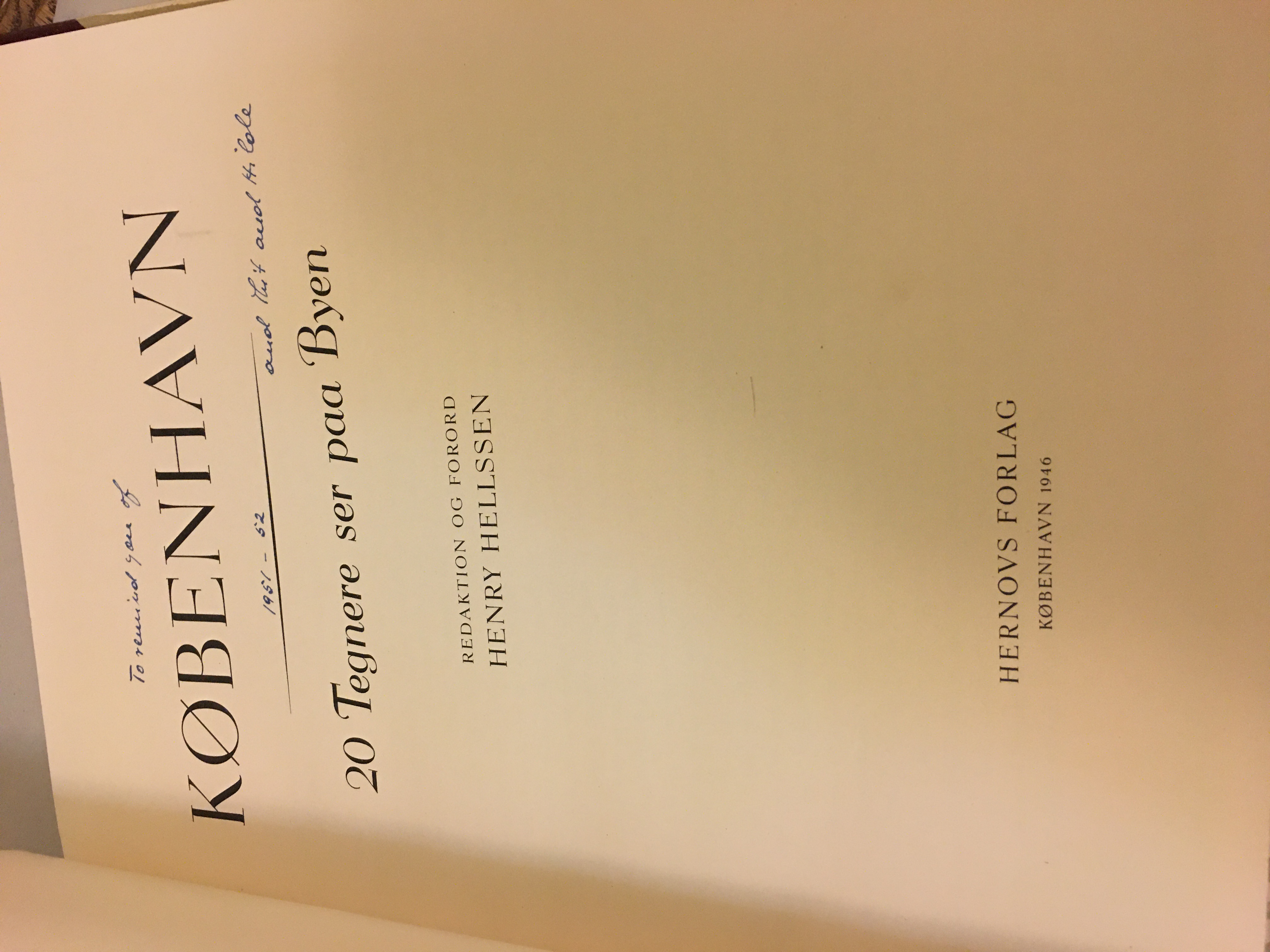 Kobenhavn. 20 Tegnere ser paa Byen by Henry Hellssen: Very Good Hardcover (1946) 1st Edition ...