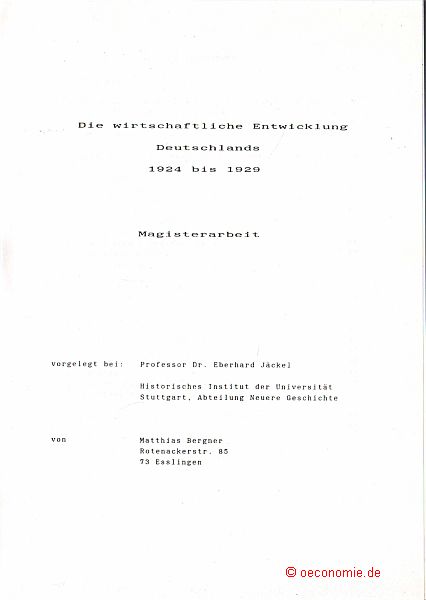 Die wirtschaftliche Entwicklung Deutschlands 1924 bis 1929 ...