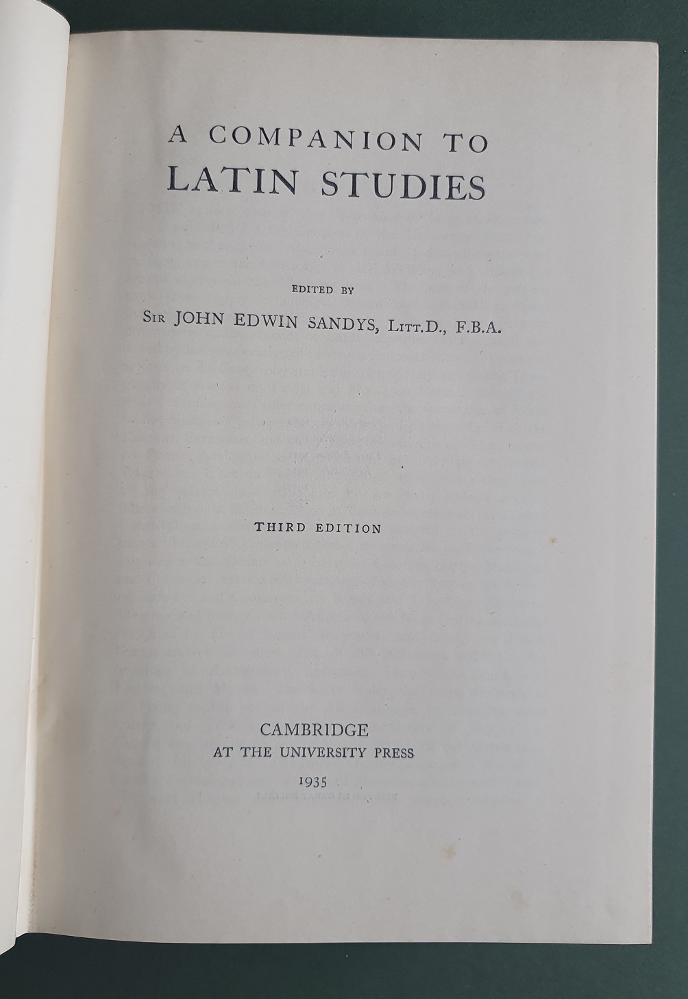 A Companion to Latin Studies by Sandys, John Edwin (editor): Very Good ...