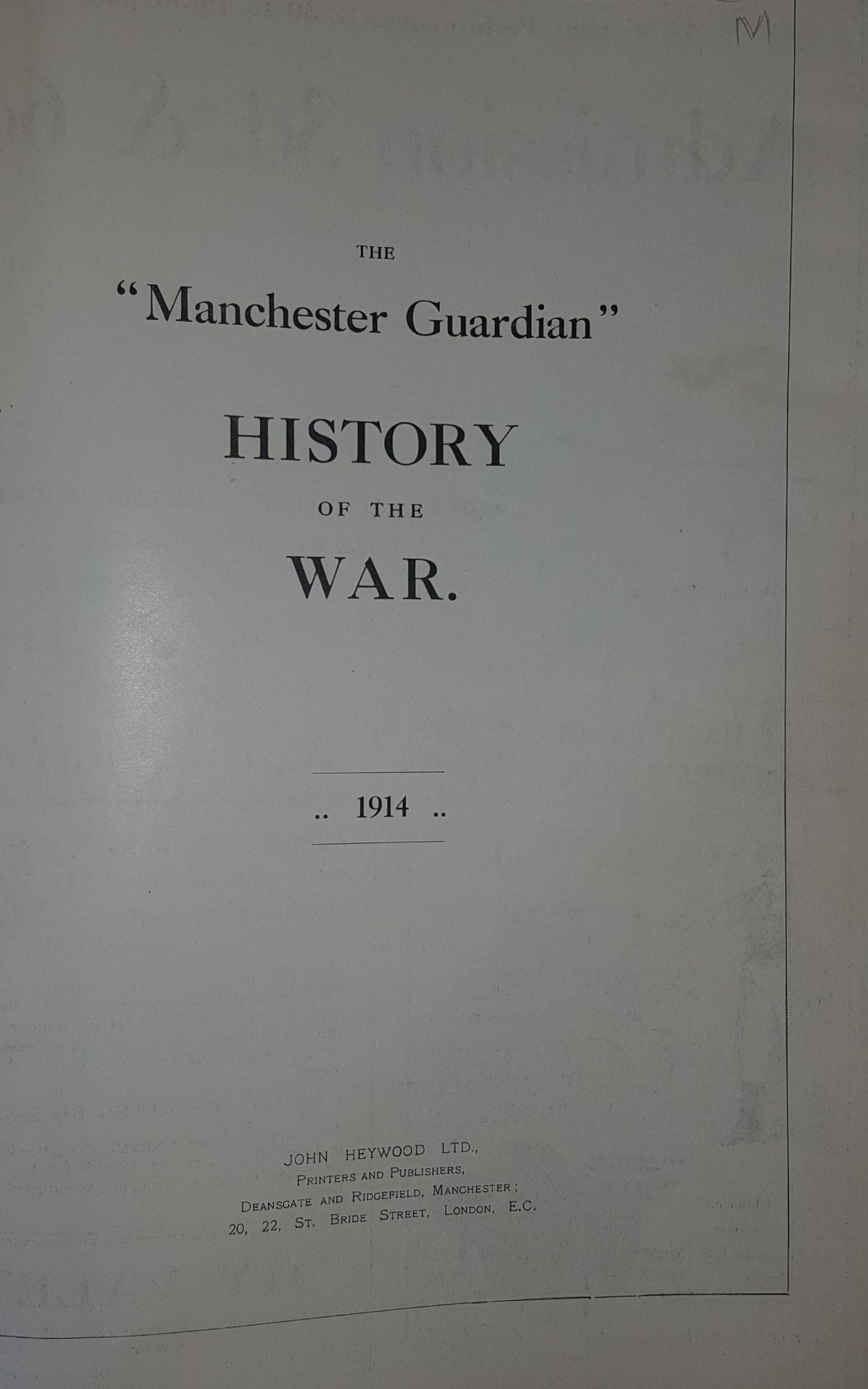 THE MANCHESTER GUARDIAN HISTORY OF THE WAR In Nine Volumes von ...