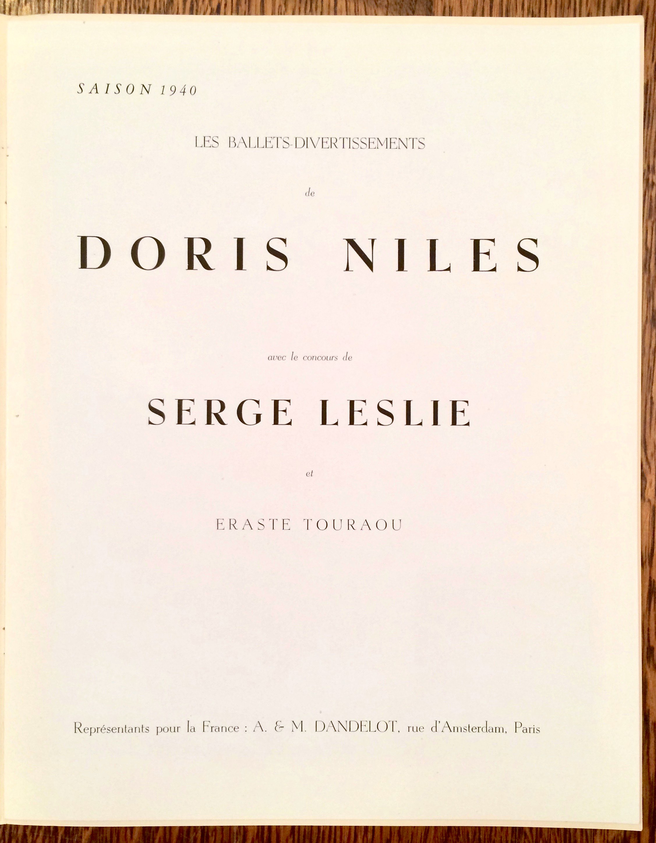 Les Ballets-divertissements de Doris Niles. Saison 1940. Avec le ...