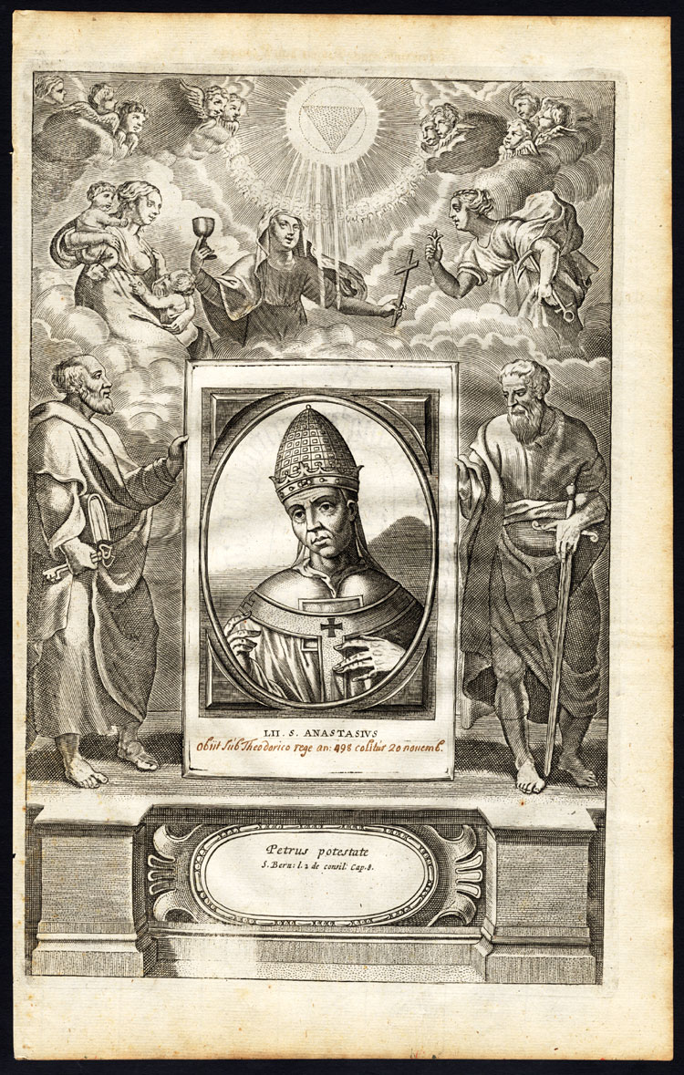 Antique Print-POPE-SAINT-ANASTASIUS II-PORTRAIT-CHRISTIAN RELICS-Hazart ...