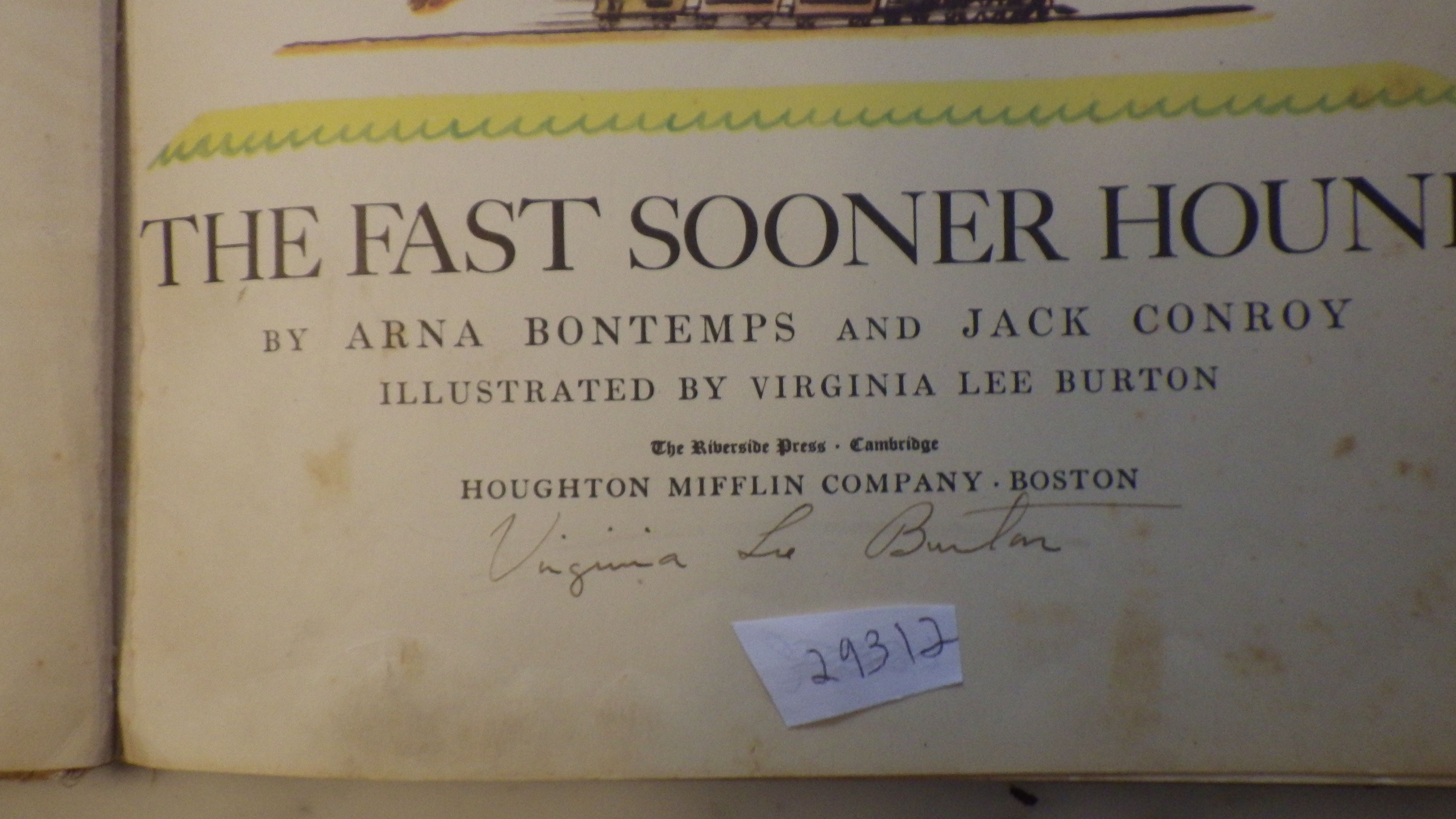 The Fast Sooner Hound , By Arna Bontemps, IN COLOR DUSTJACKET, SIGNED ...