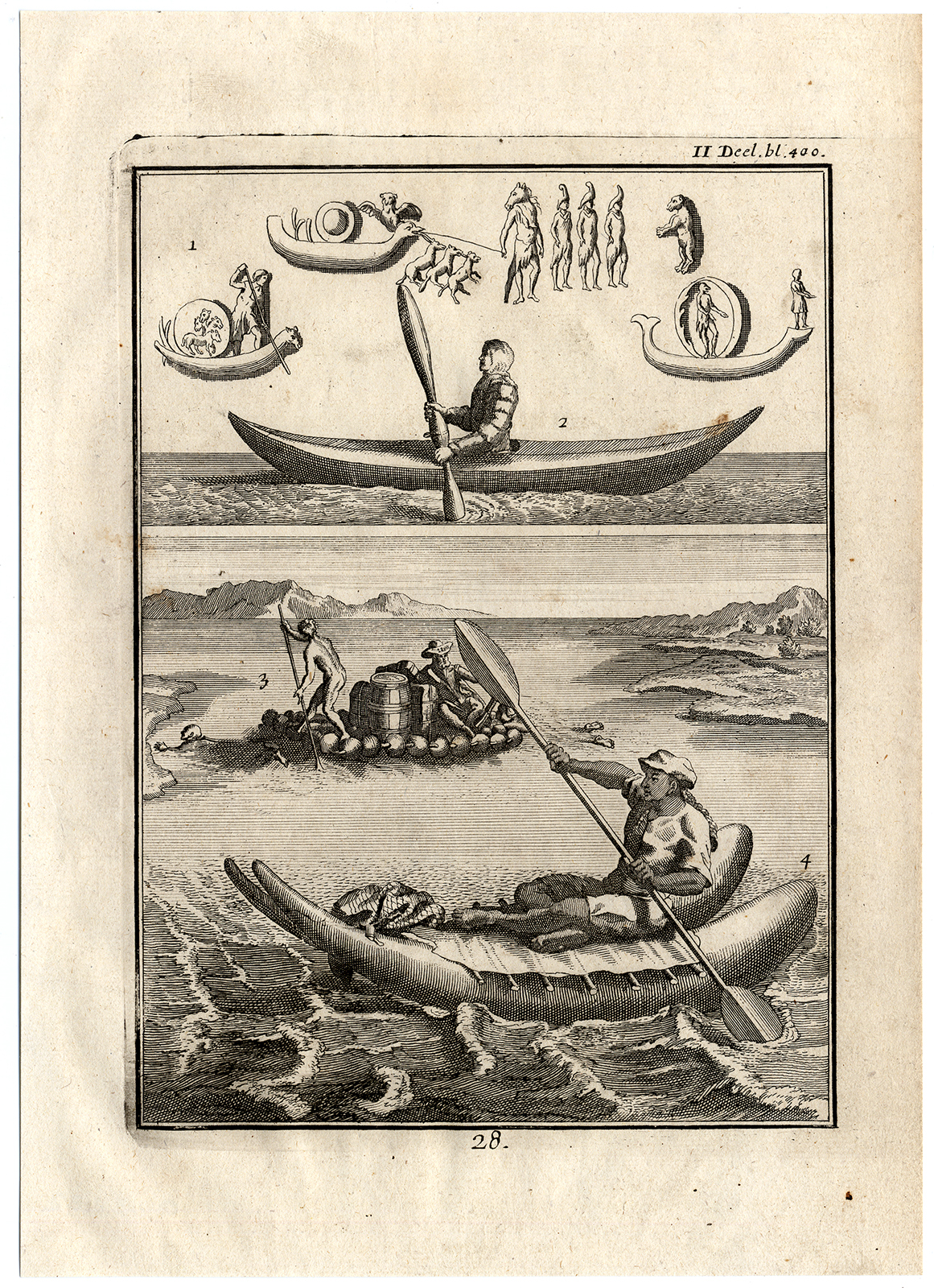 Antique Print-ESKIMO-CANOE-PERU-RAFT-GOURD-PAPYRUS BOAT-Creite-Fiteau ...