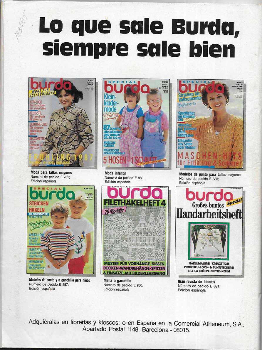 Burda Especial Mayo 1987 edicion española y patrones: (1987) 1ª Edición Magazine / Periodical ...