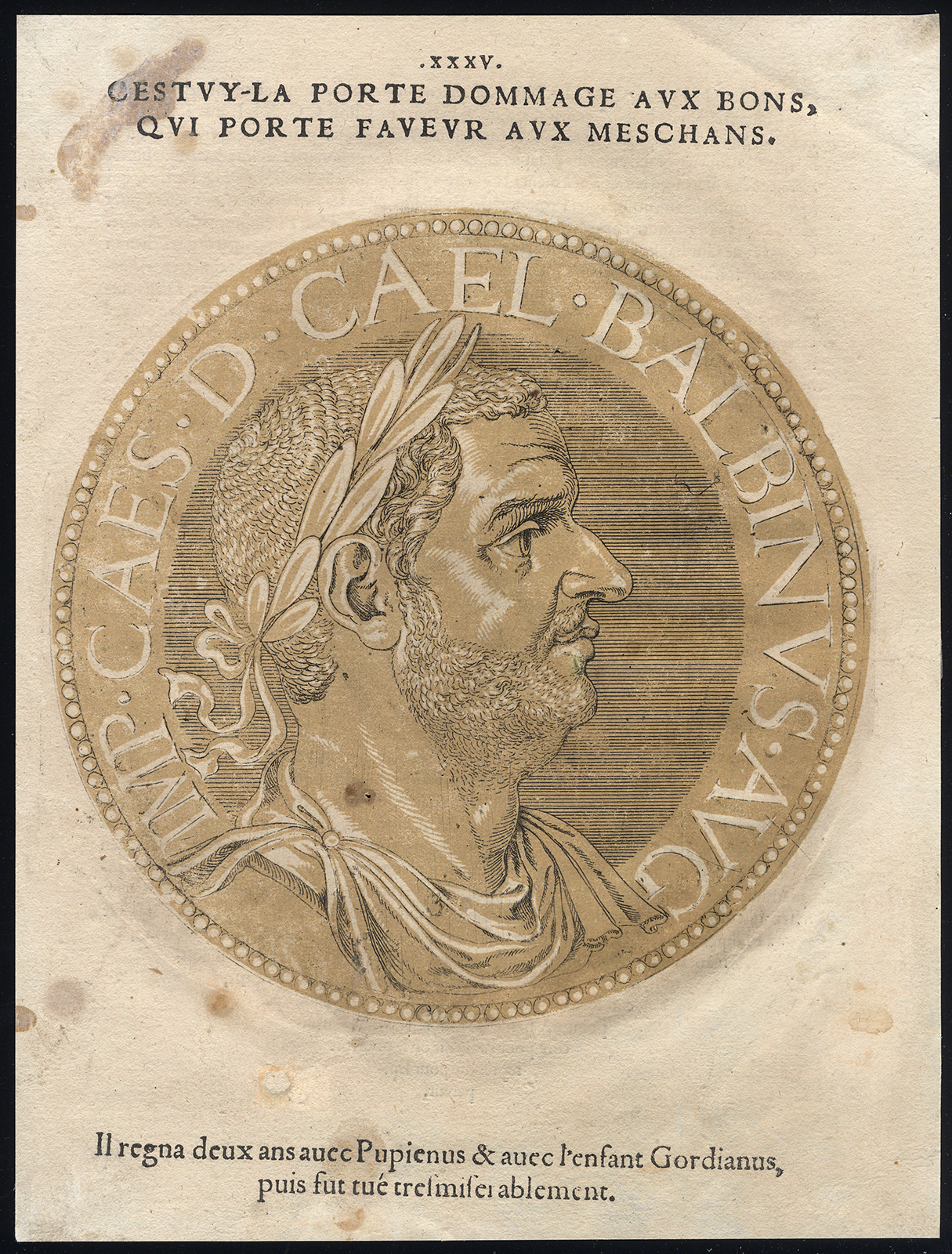 Antique Portrait Print-BALBINUS-ROMAN EMPEROR-Jegher-Goltzius-1645 ...