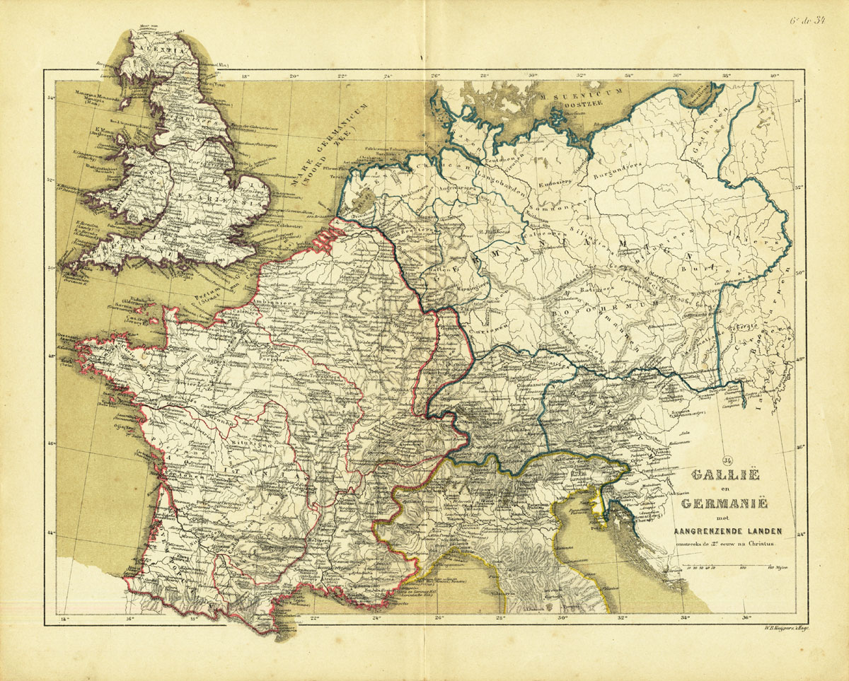 Antique Map-EUROPE-GAUL-GERMANIA-FRANCE-GERMANY-Huberts-1877: (1877 ...