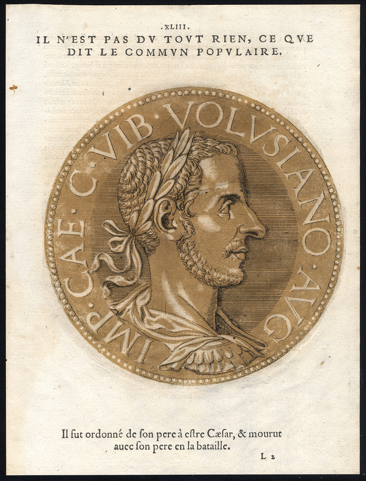 Antique Portrait Print-VOLUSIANUS-ROMAN EMPEROR-Jegher-Goltzius-1645 ...