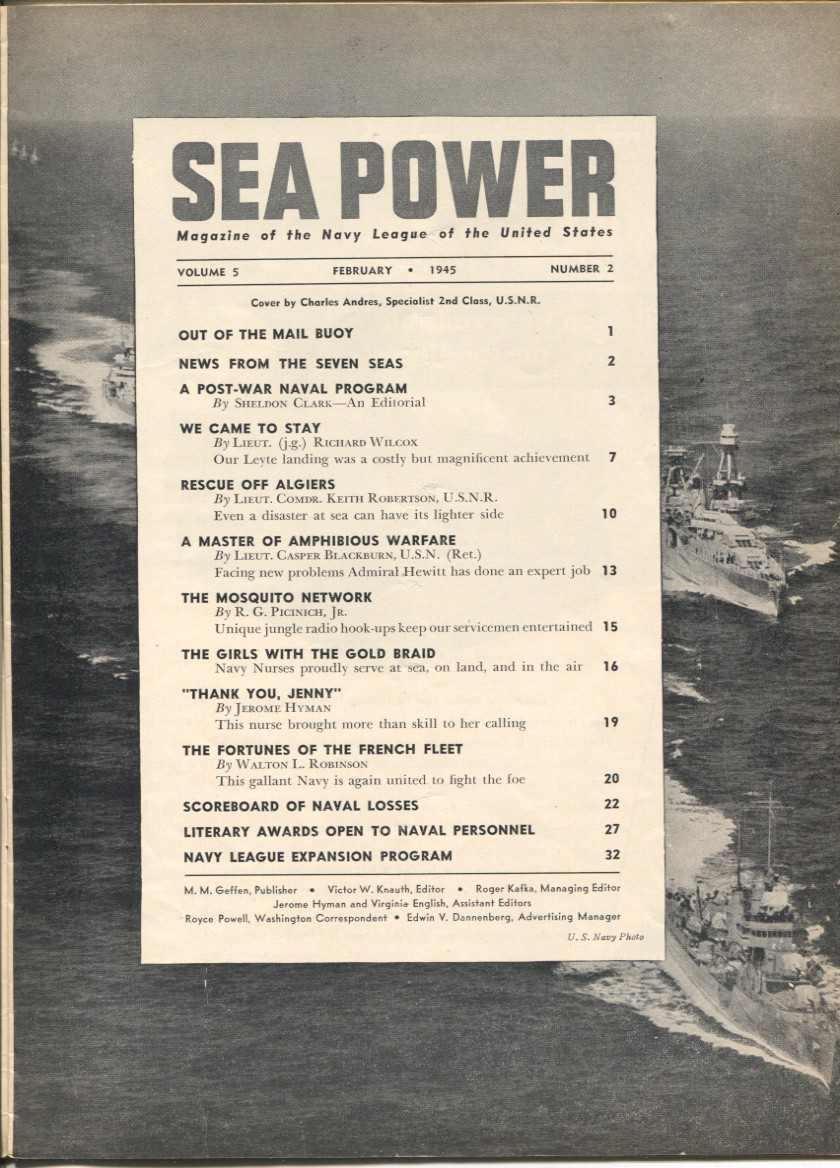Sea Power 2/1945-Charles Andres-cover art-WWII pix & info-violent ...