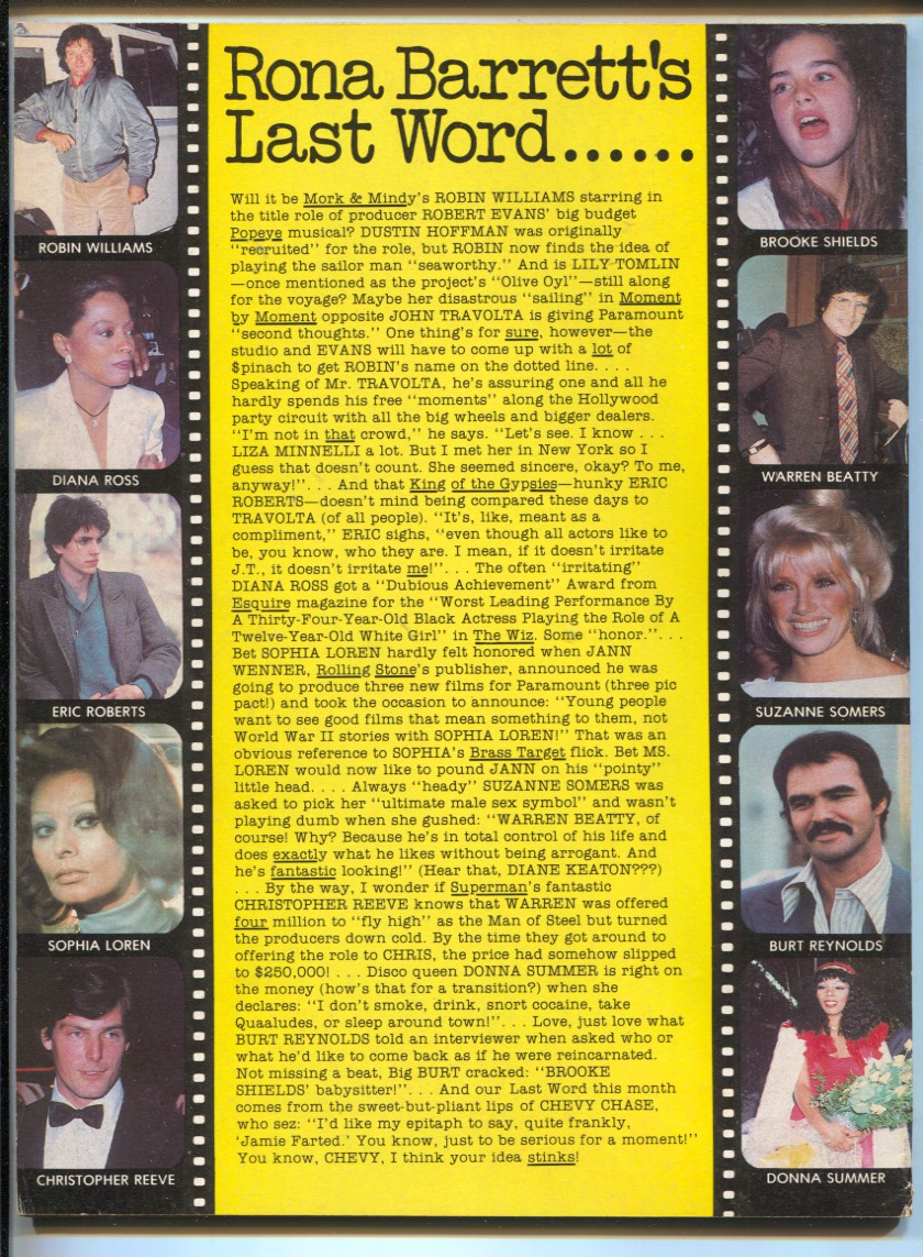 Rona Barrett's Gossip-12/1978-Laufer-Lou Ferrigno-Mork & Mindy-Belushi ...