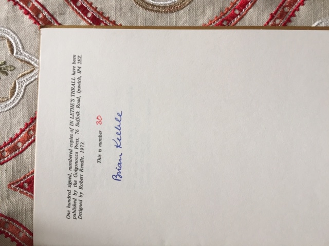 In Lethe's Thrall & Other Poems by Brian Keeble: Fine Soft cover (1973 ...