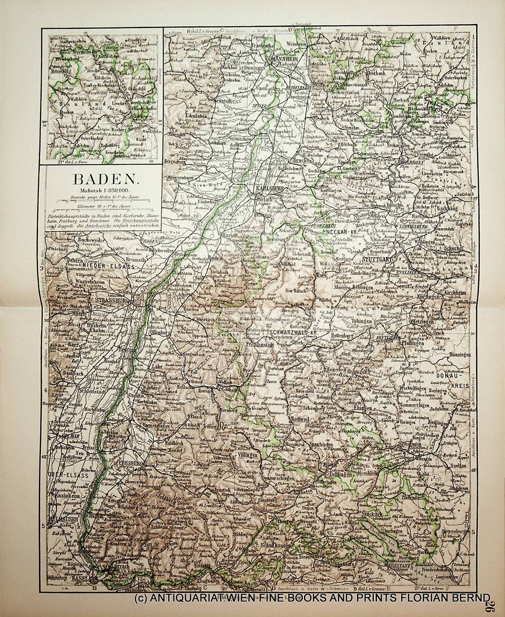 Grand Duchy of Baden, map c. 1900 / Baden / Großherzogtum Baden ...