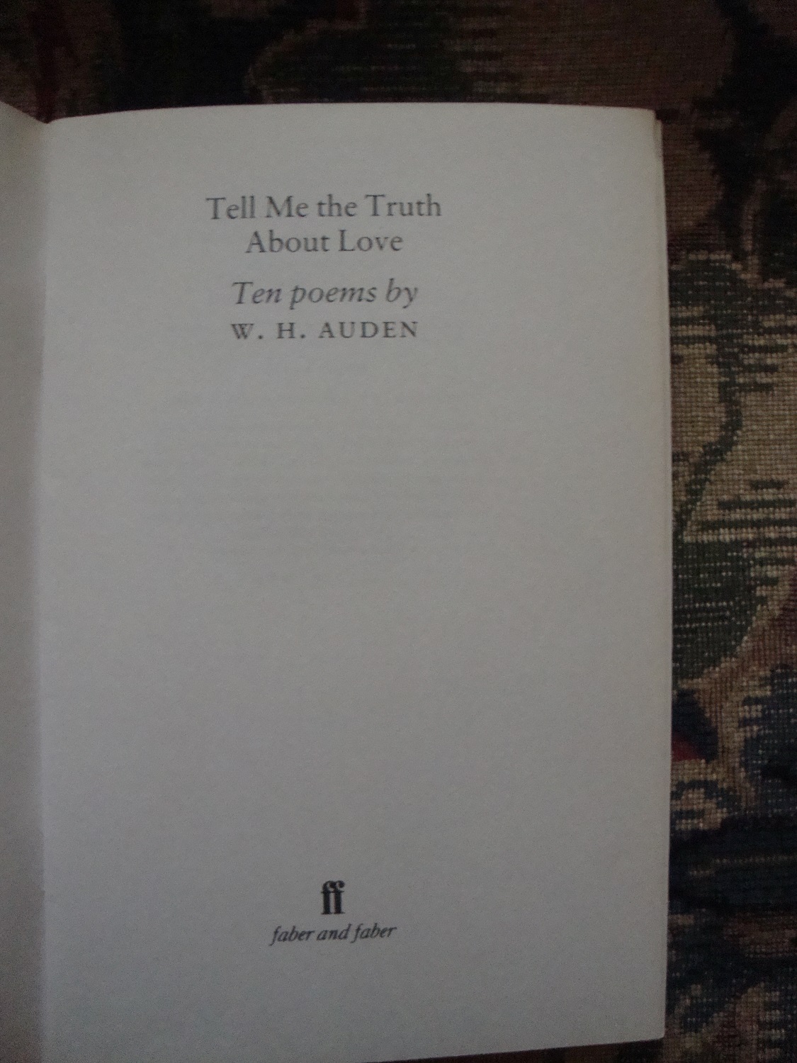 Tell Me The Truth About Love : Ten Poems by W H Auden: Very Good Soft ...