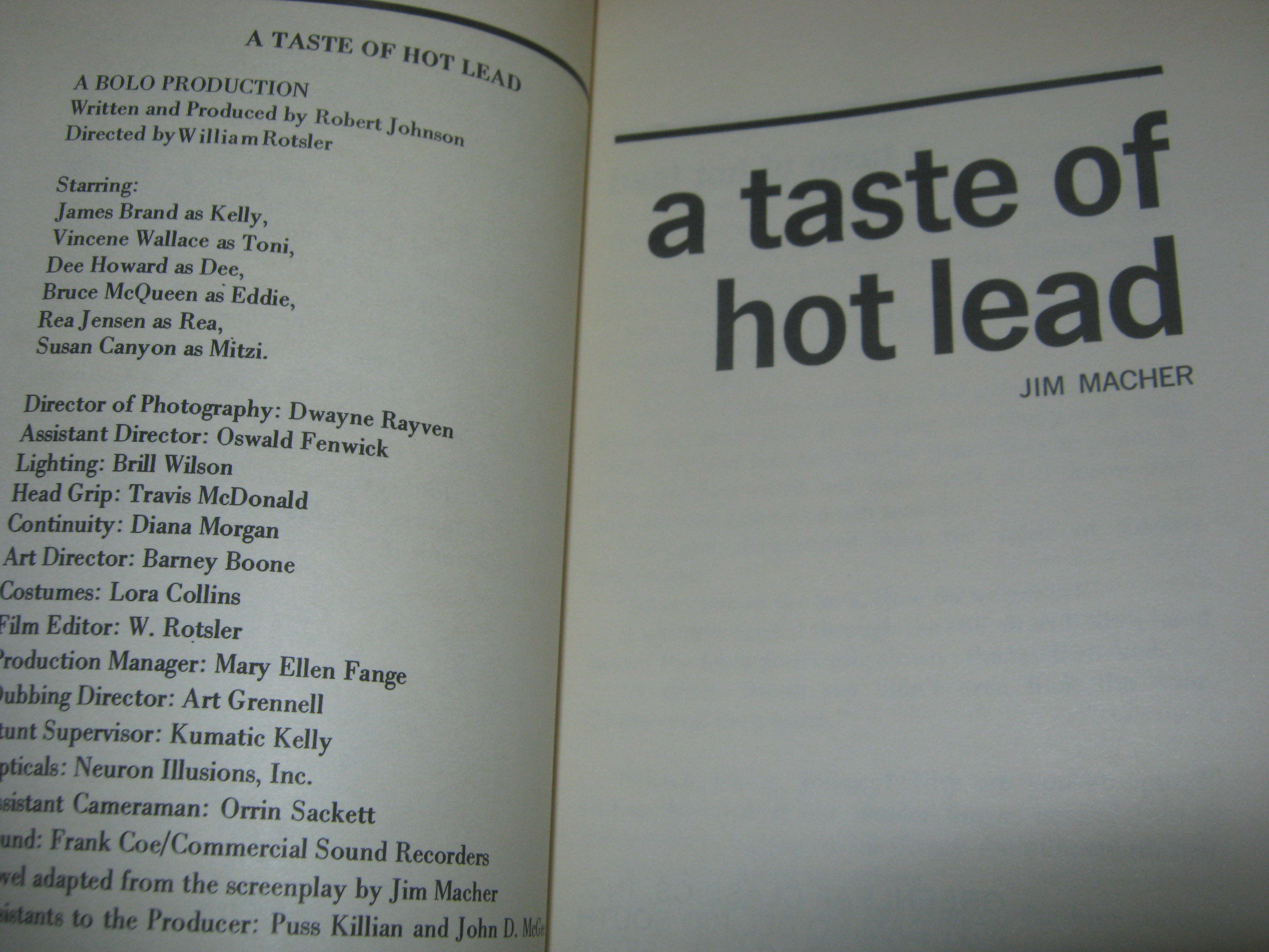 A Taste Of Hot Lead by Macher, Jim: Good Soft cover (1969) 1st Edition ...