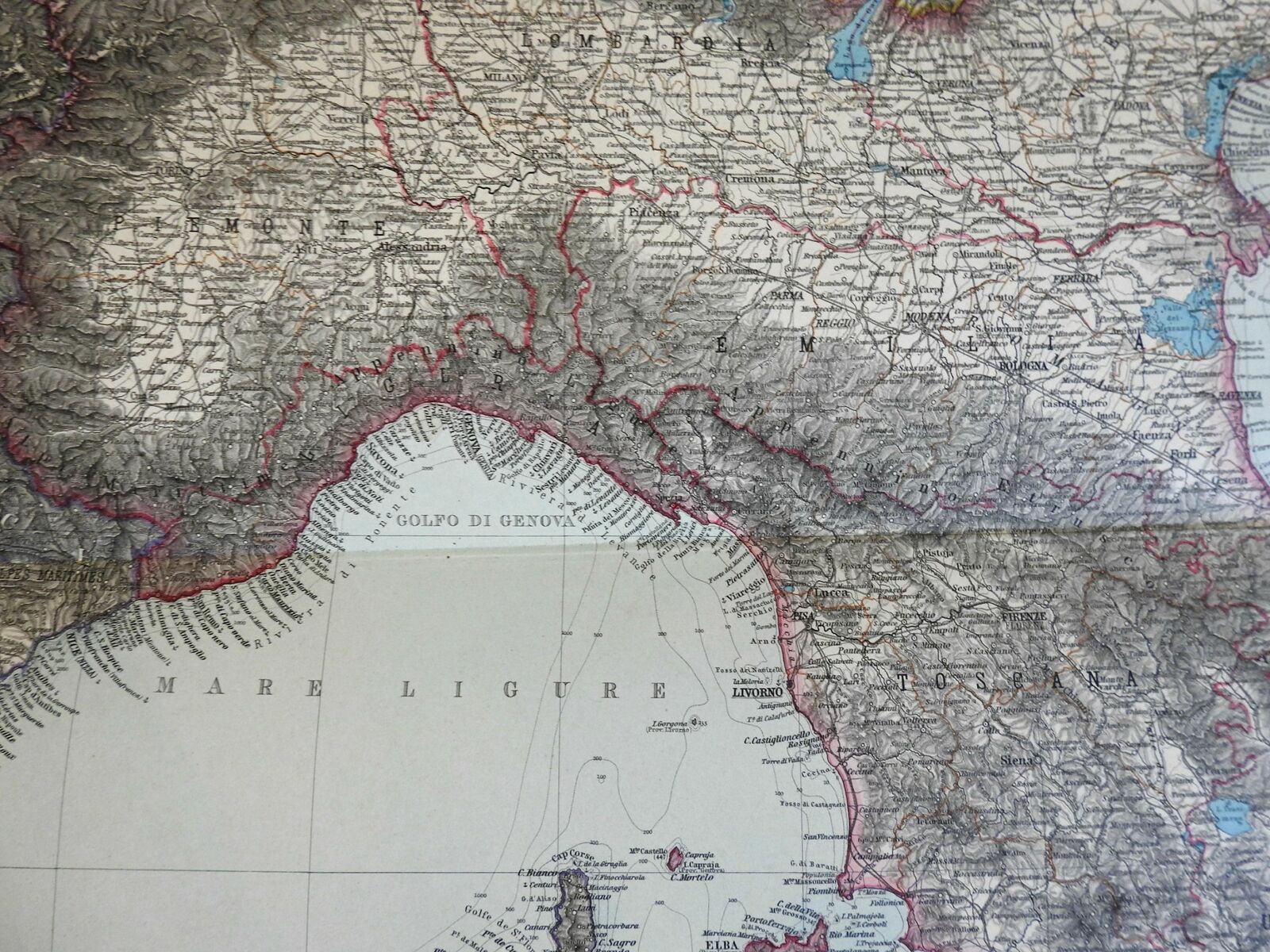 Italy 4 sheet wall map Rome Florence Naples Venice 1891 Stieler ...