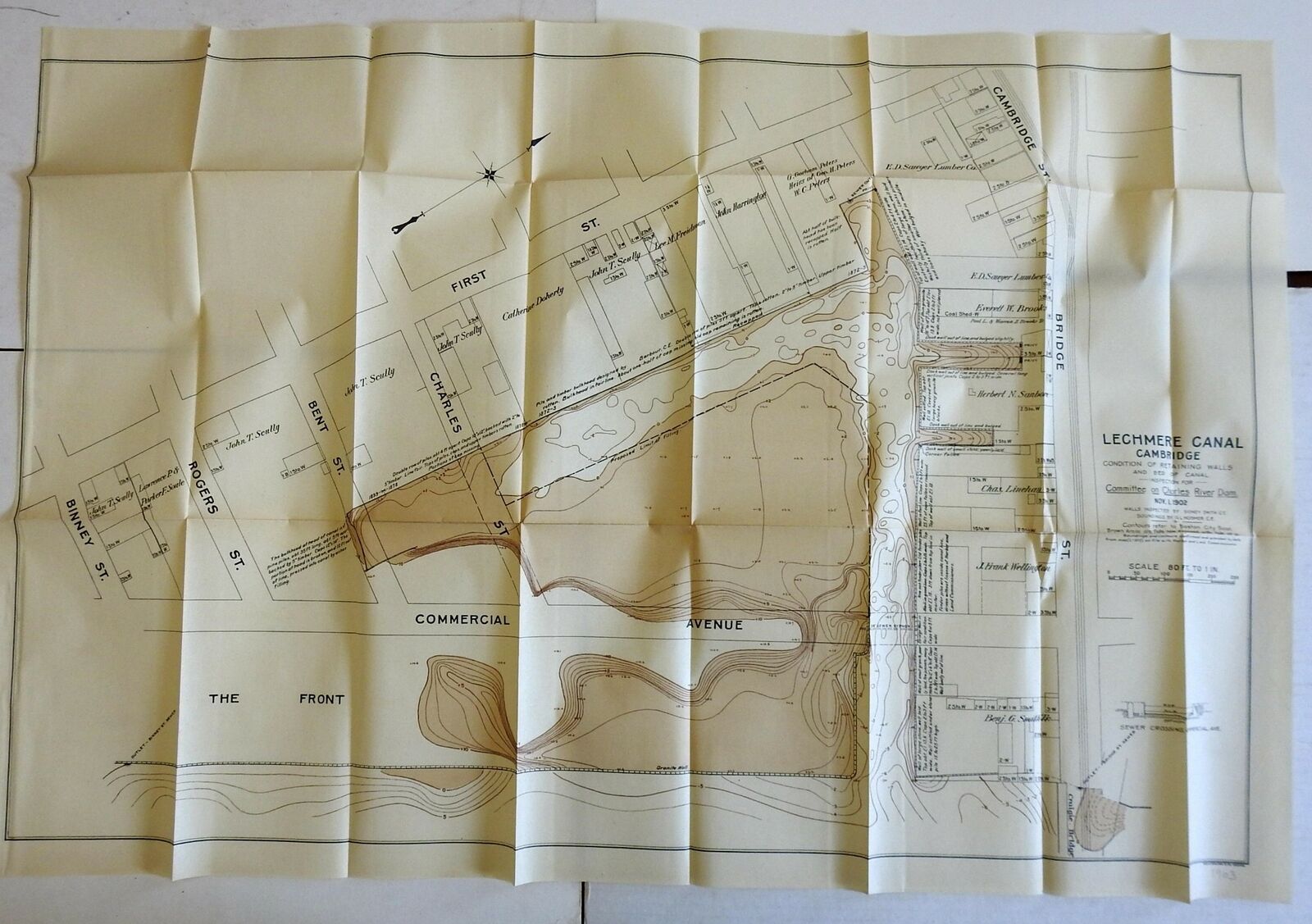 Cambridge Massachusetts Charles River Lechmere Canal 1902 detailed map ...