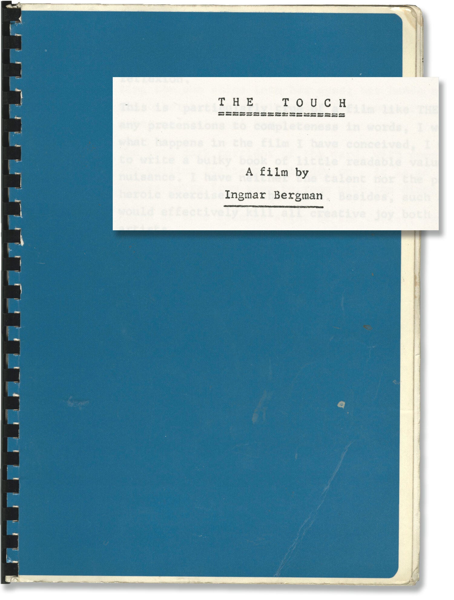 The Touch (Original treatment script for the 1971 film, with ...