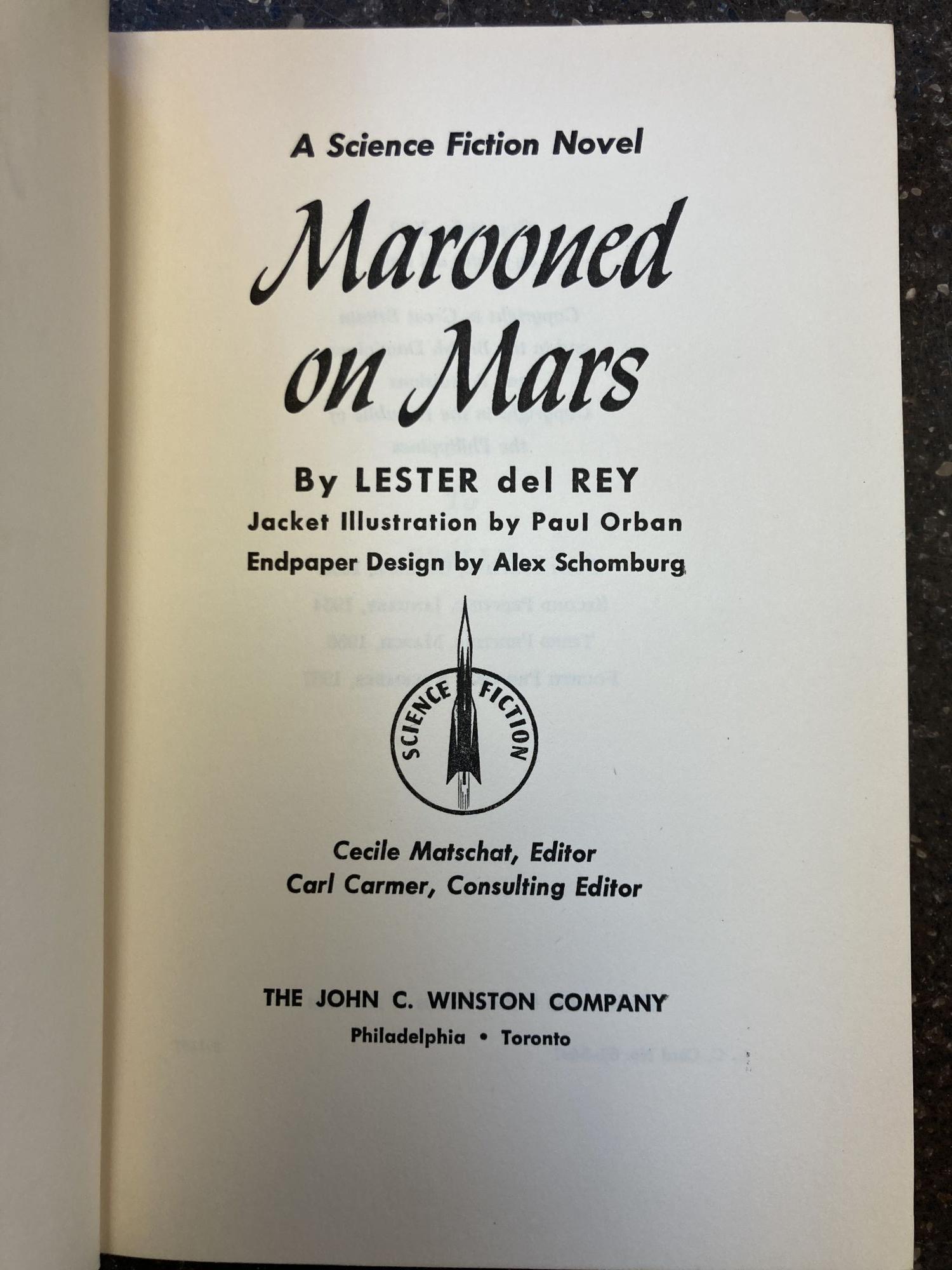 Marooned on Mars by del Ray, Lester: Hardcover (1952) First Edition ...