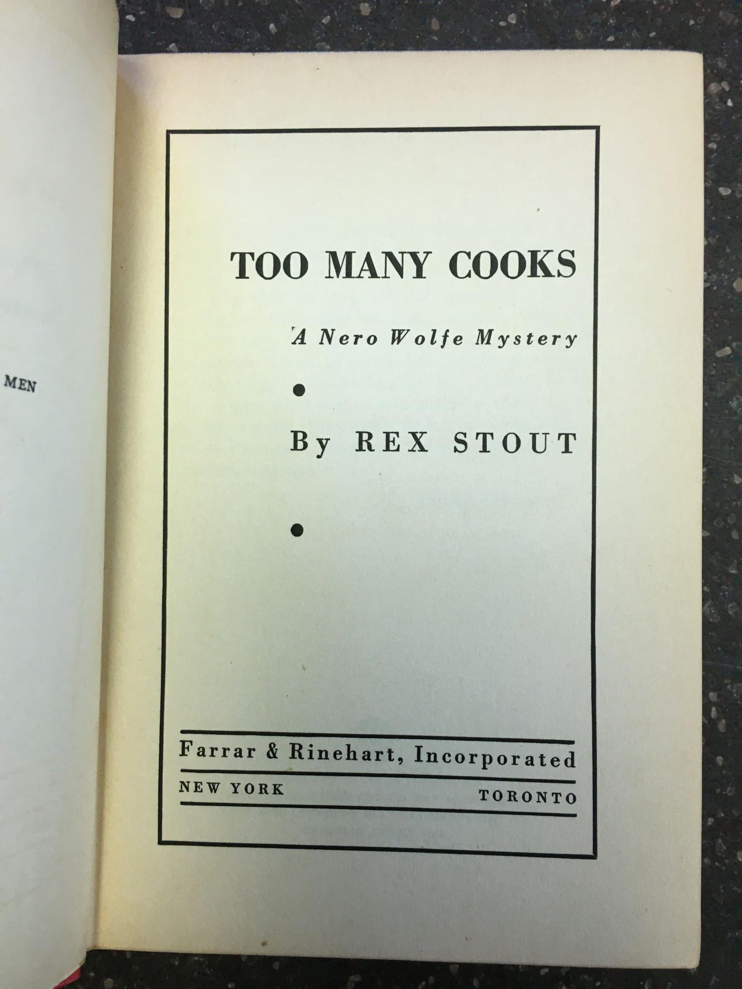 TOO MANY COOKS: A NERO WOLFE MYSTERY by Stout, Rex; Goodwin, Archie ...