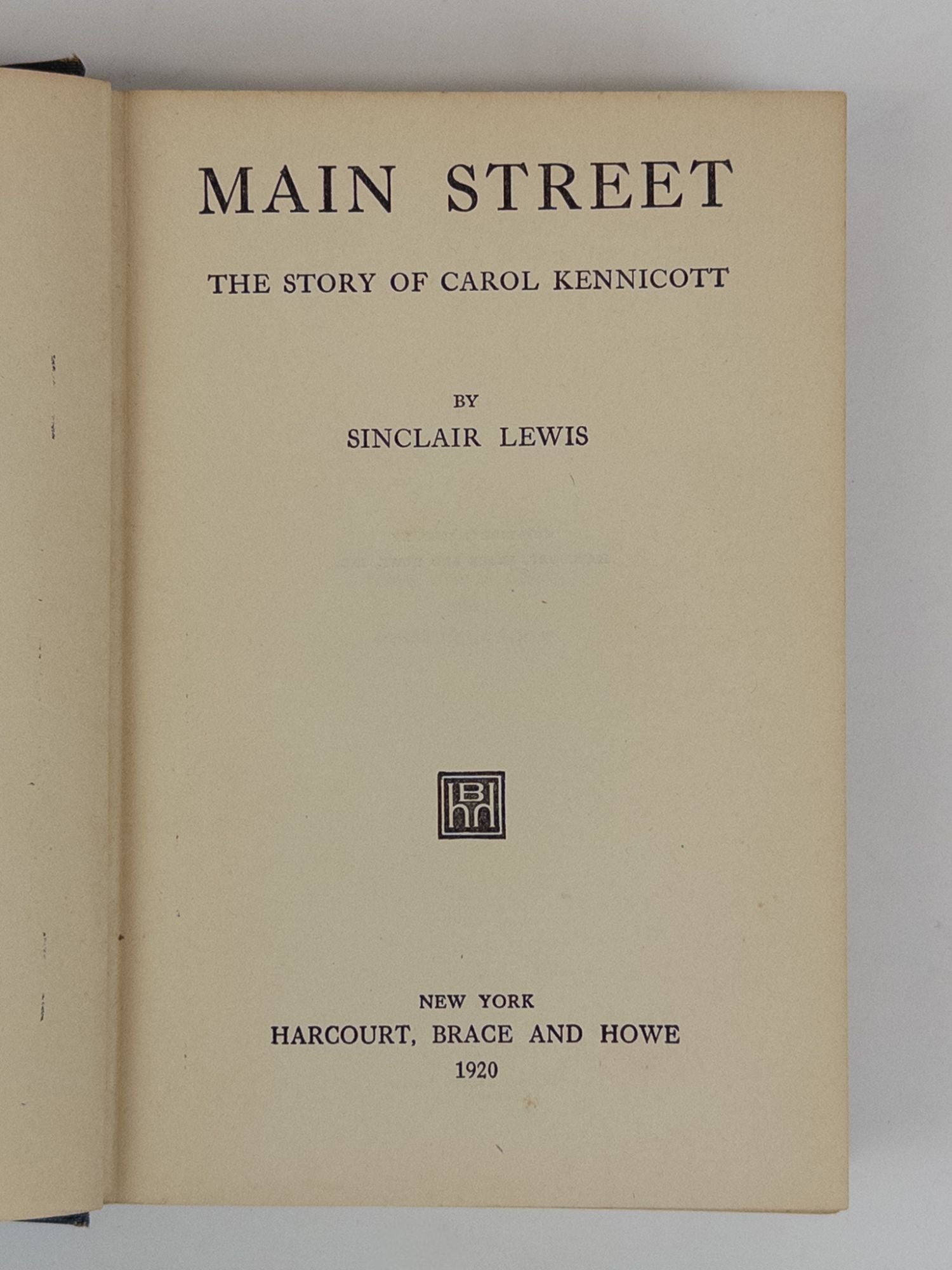 MAIN STREET von Lewis, Sinclair: Hardcover (1920) | Second Story Books ...