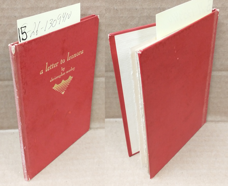 A LETTER TO LEONORA [SIGNED] von Morley, Christopher: Hardcover (1928 ...