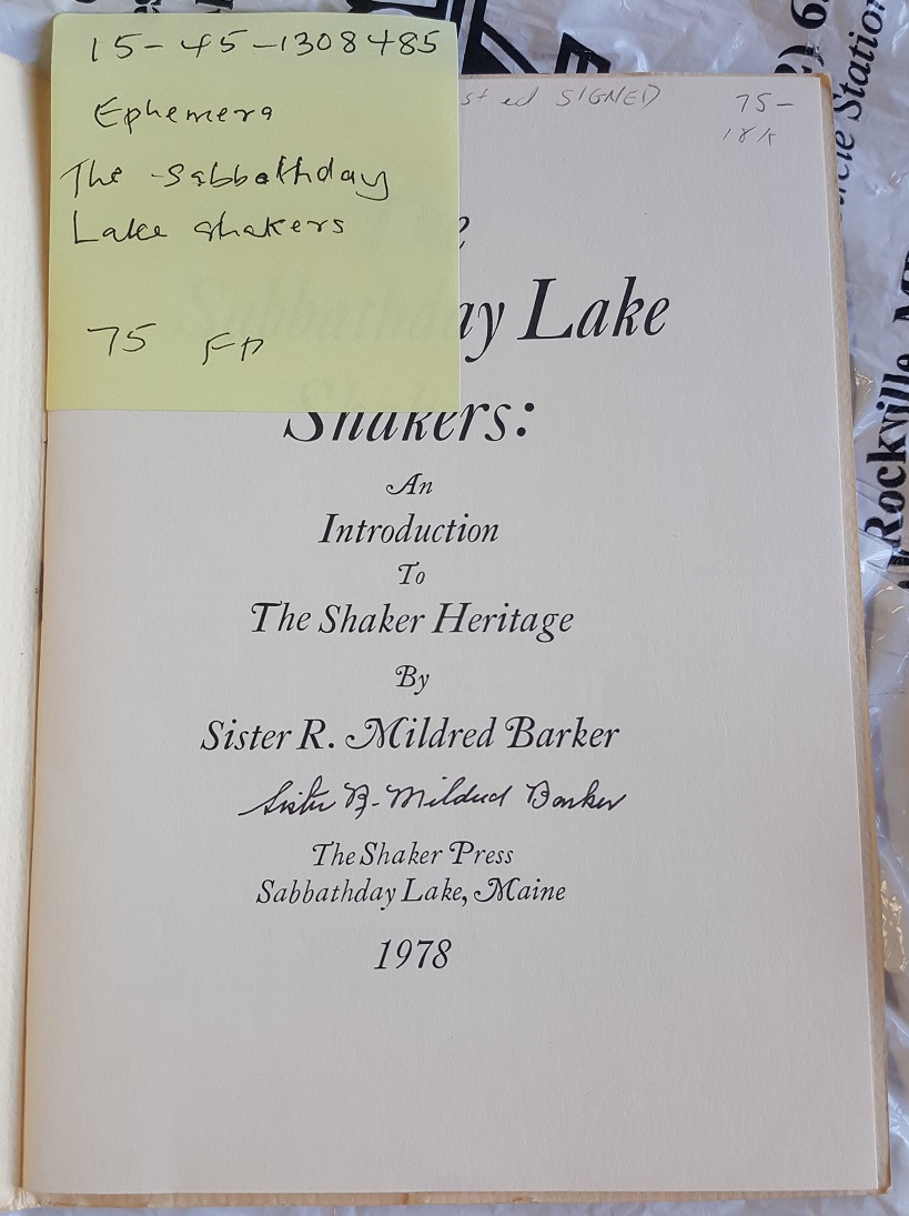 Sabbath Lake Shakers: An Introduction To The Shaker Heritage [SIGNED ...