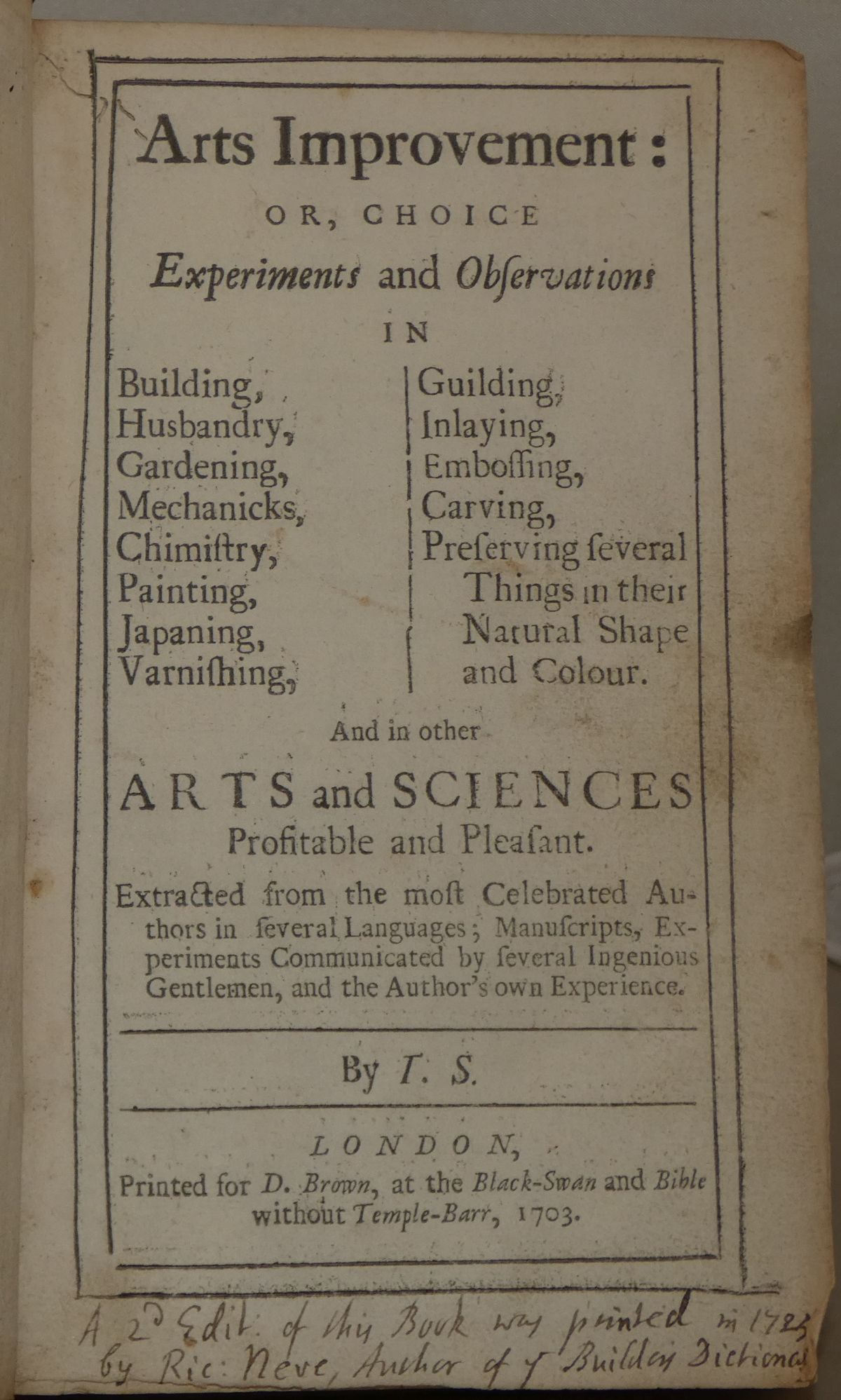 Arts Improvement: Or, Choice Experiments and Observations in building ...