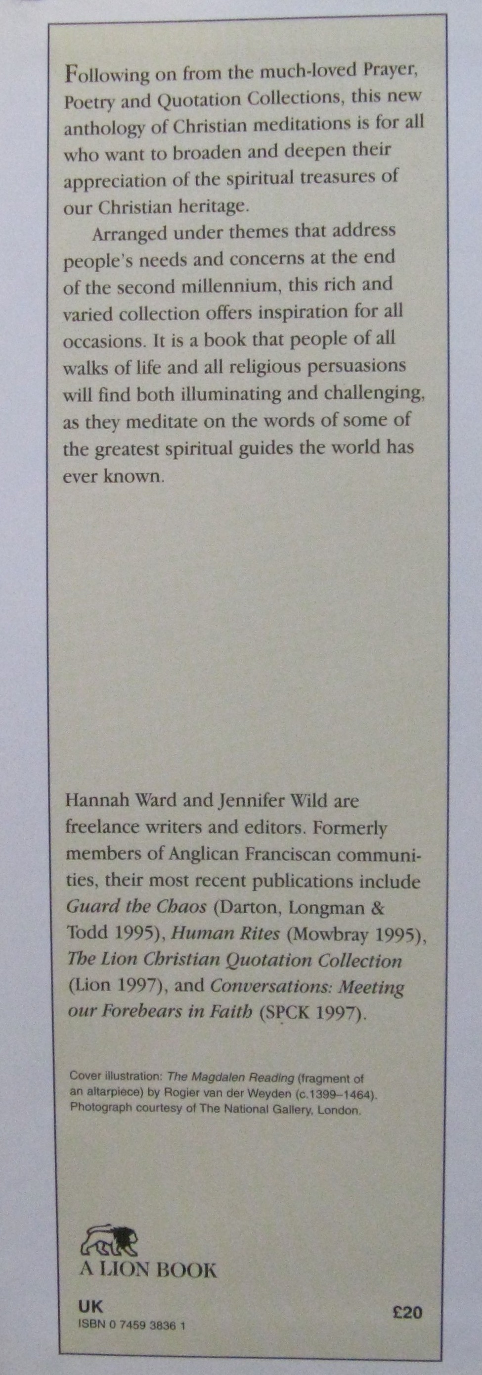 Christian Meditation Collection by Hannah Ward and Jennifer Wild. 1998 ...