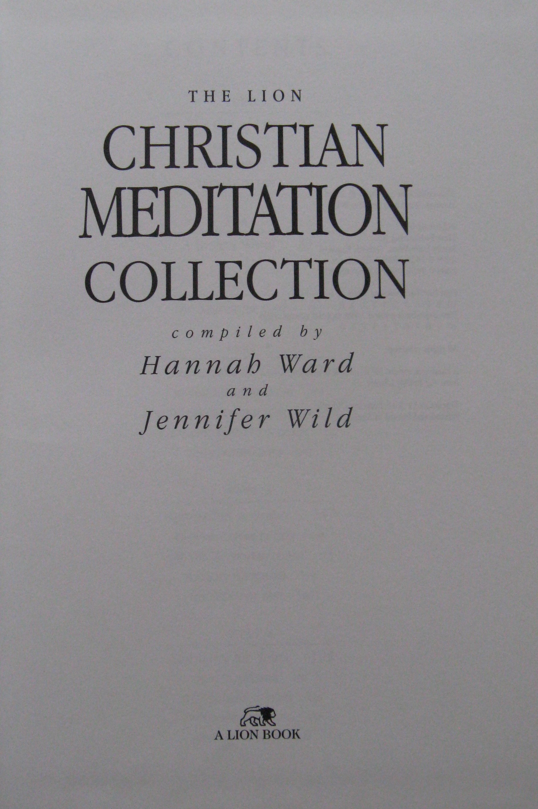 Christian Meditation Collection by Hannah Ward and Jennifer Wild. 1998 ...