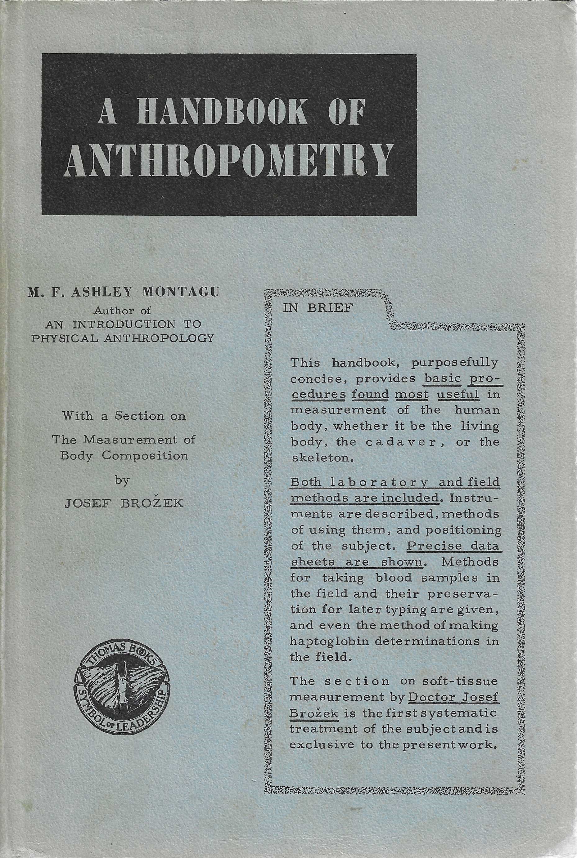 A handbook of Anthropometry, with a section on The Measurement of Body ...