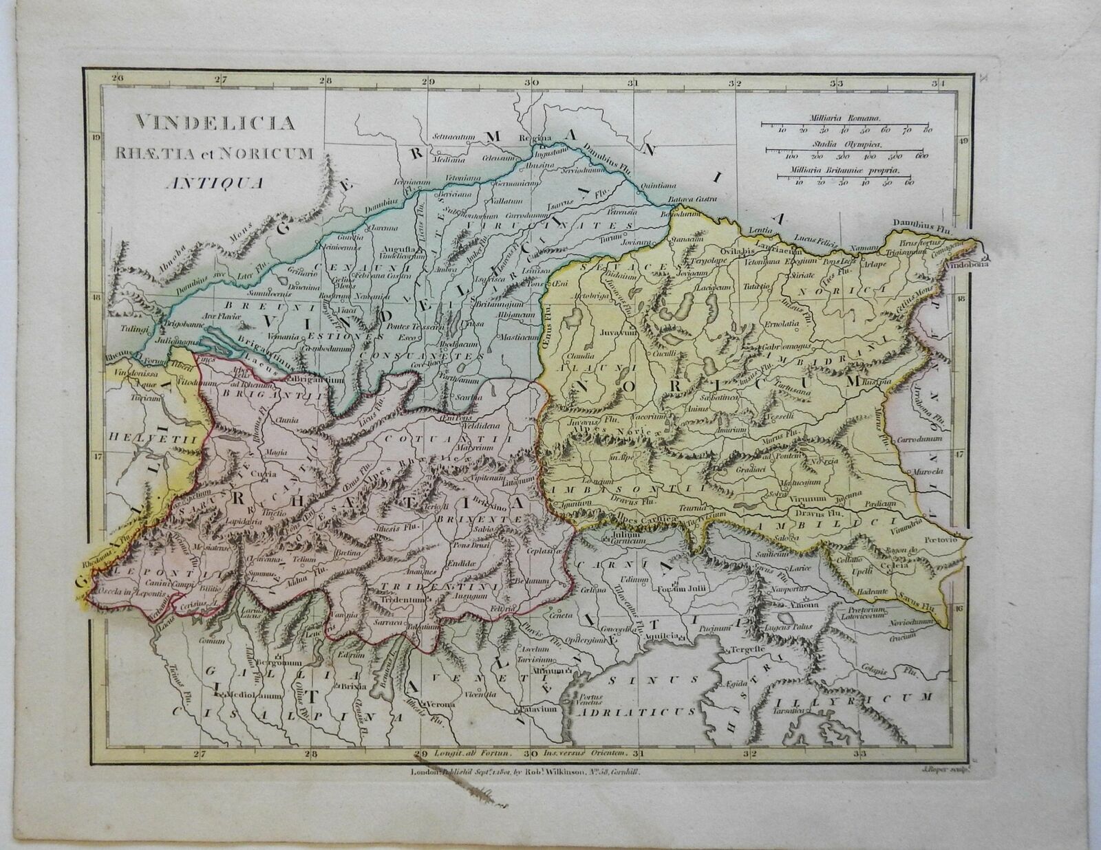 Vindelicia Rhaetia Noricum Ancient World Alps 1815 Wilkinson historical ...