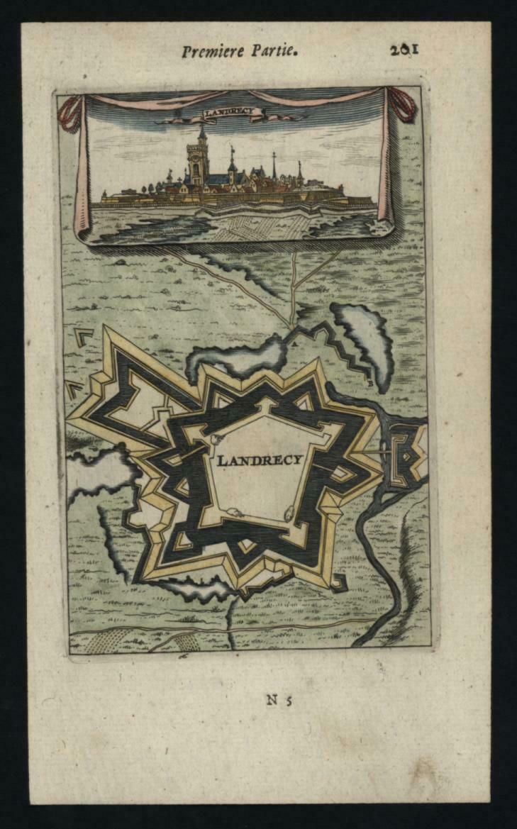 Landrecies France city plan fortification 1672 Mallet military ...