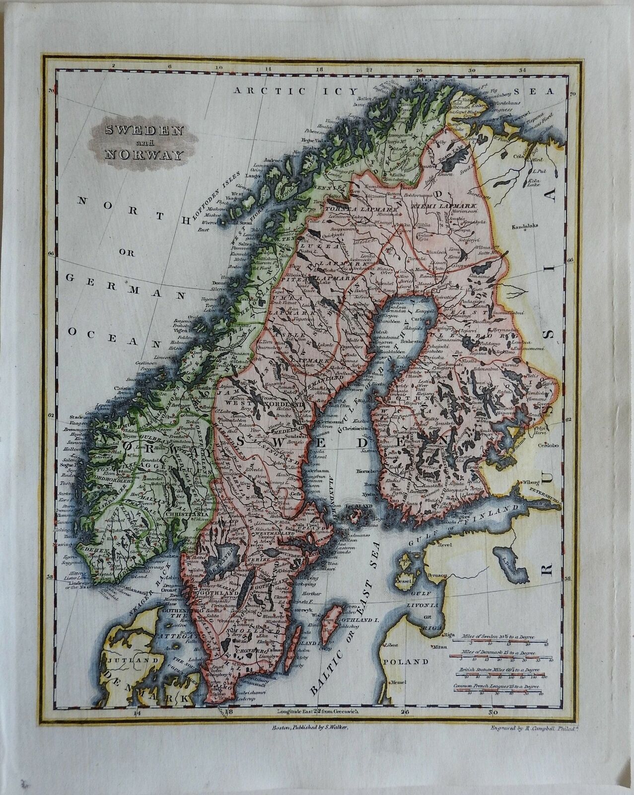 Sweden Norway Finland Scandinavia Jutland Gotland Stockholm Oslo 1844 ...