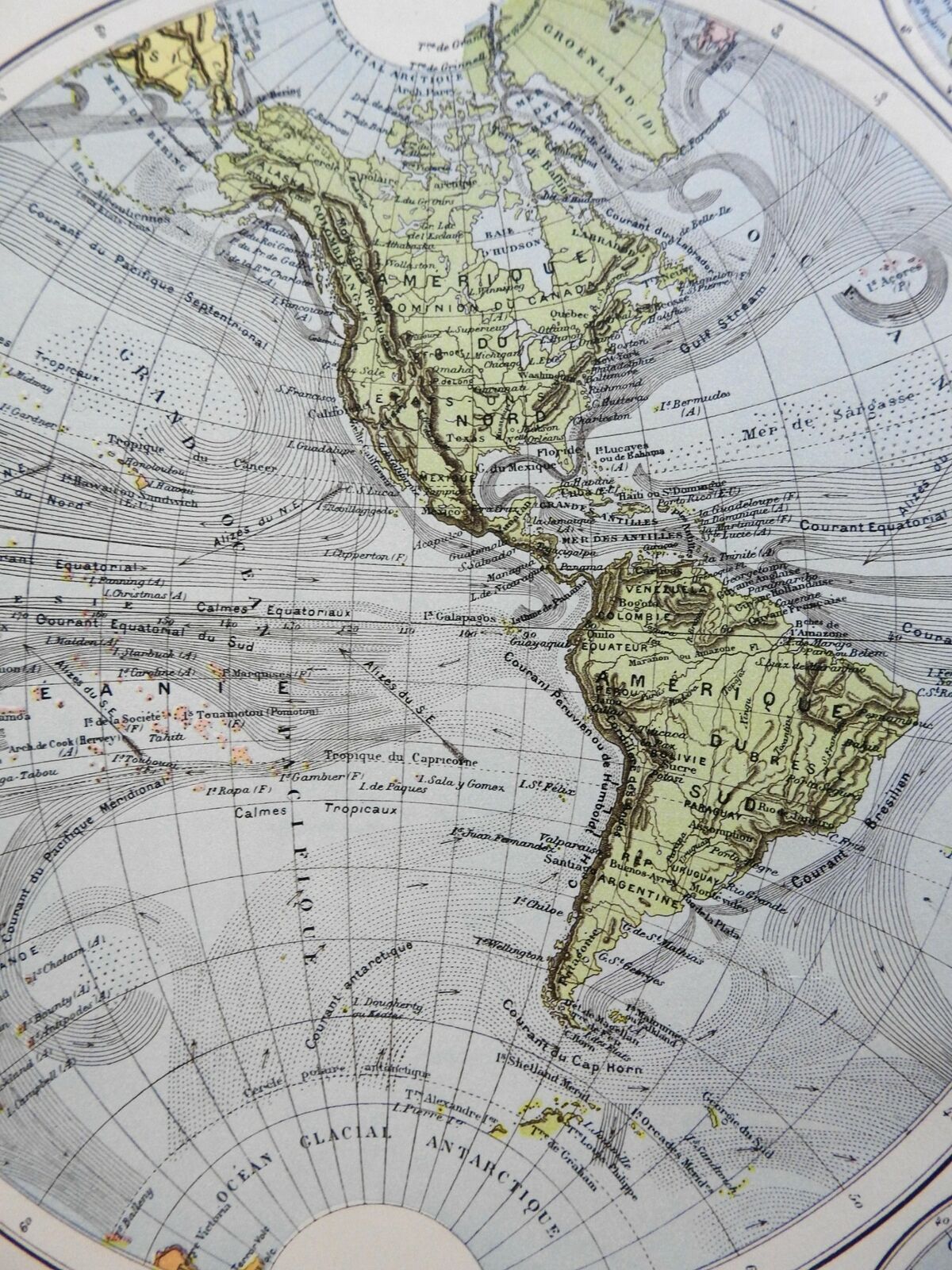 World Map in Hemispheres Americas Asia Europe Africa 1914 Belin map ...