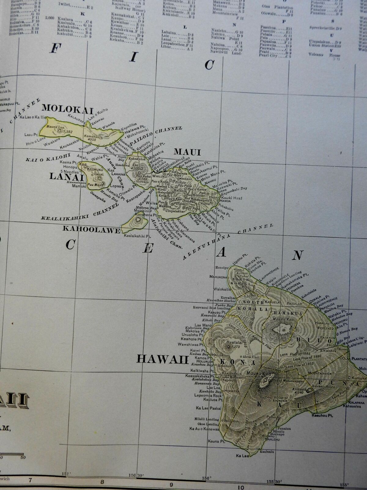 Hawaiian Islands State Map Honolulu inset 1903 Cram large double page ...
