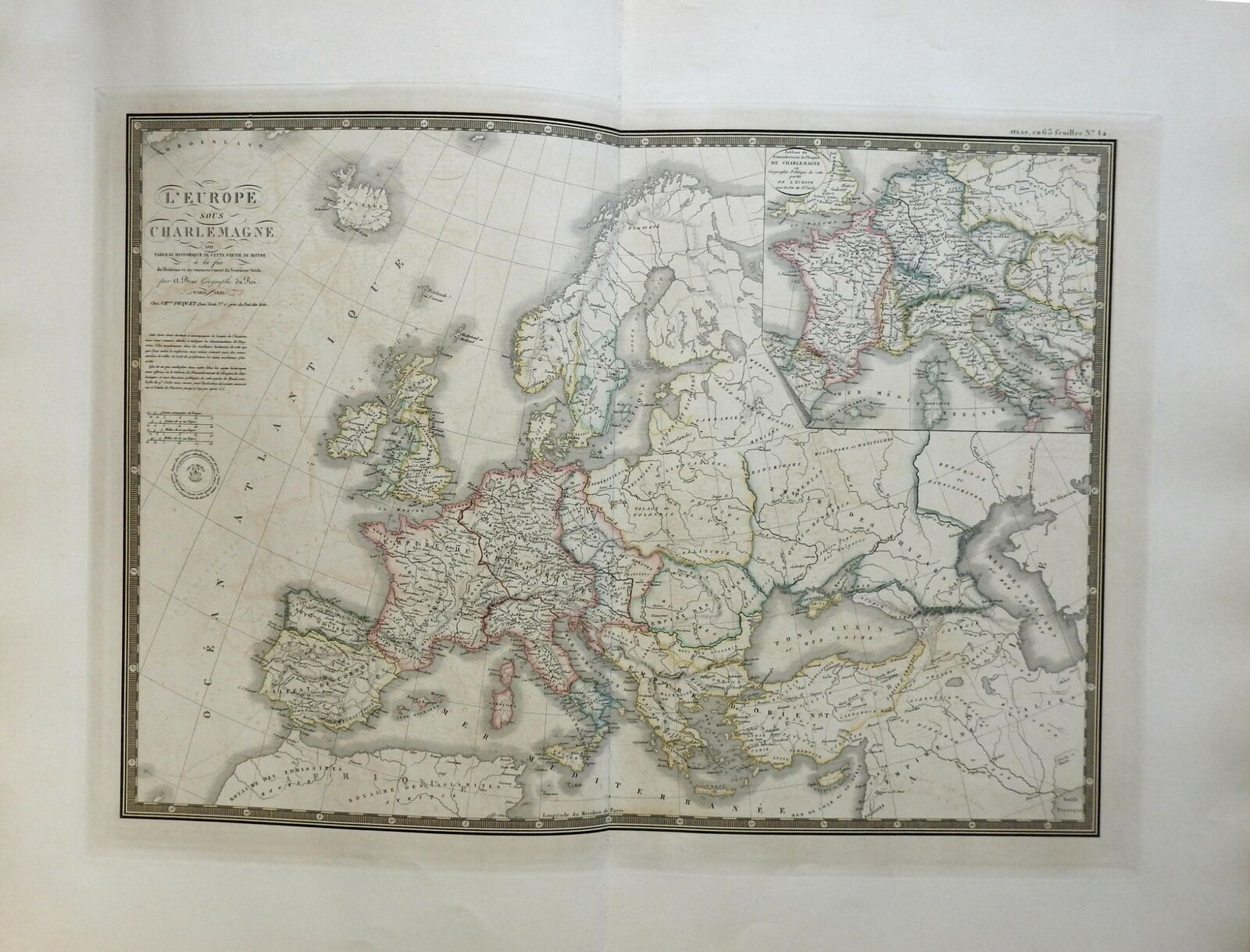 Europe in the Time of Charlemagne 1836 Brue large detailed historical ...