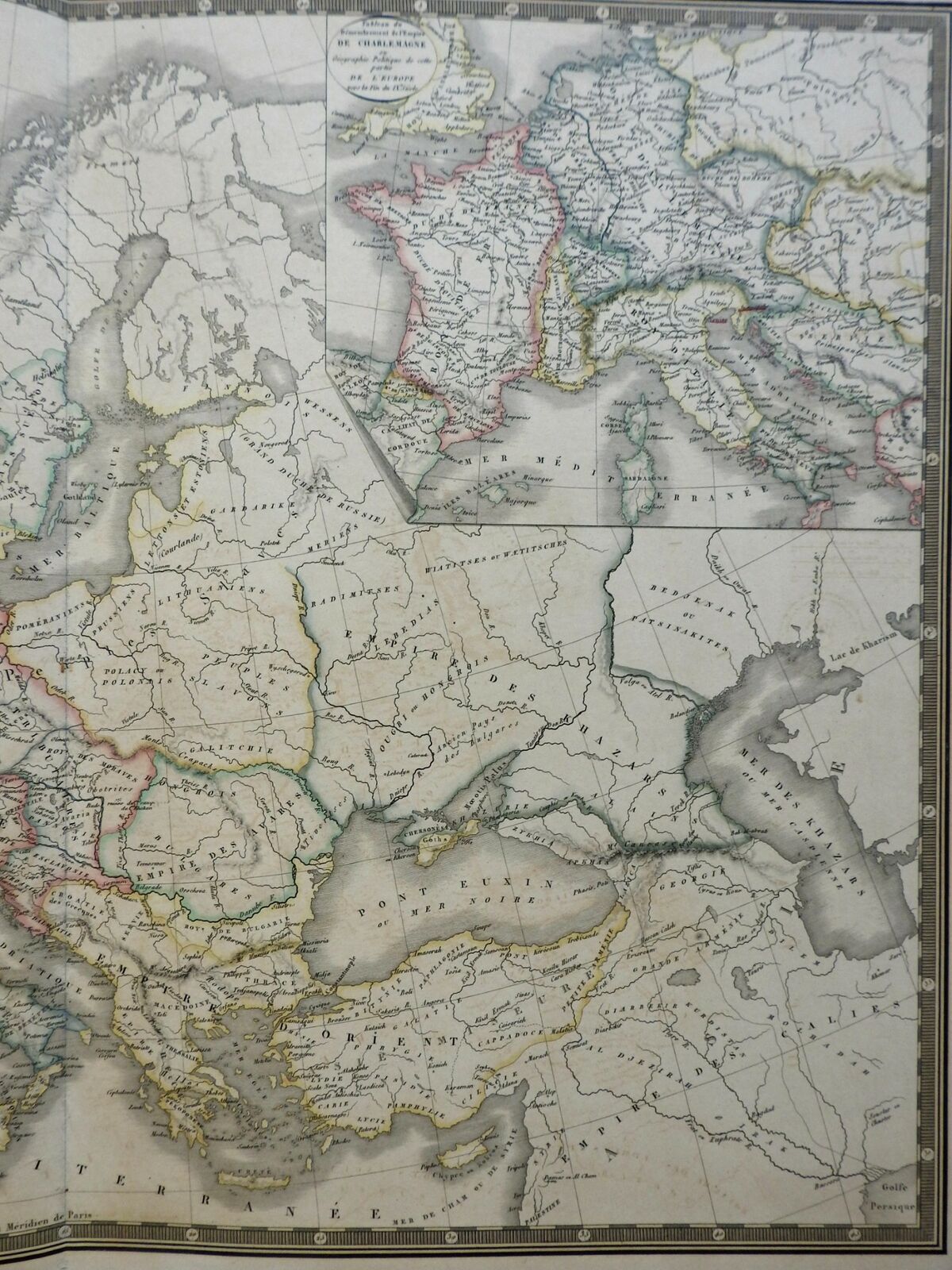 Europe in the Time of Charlemagne 1836 Brue large detailed historical ...