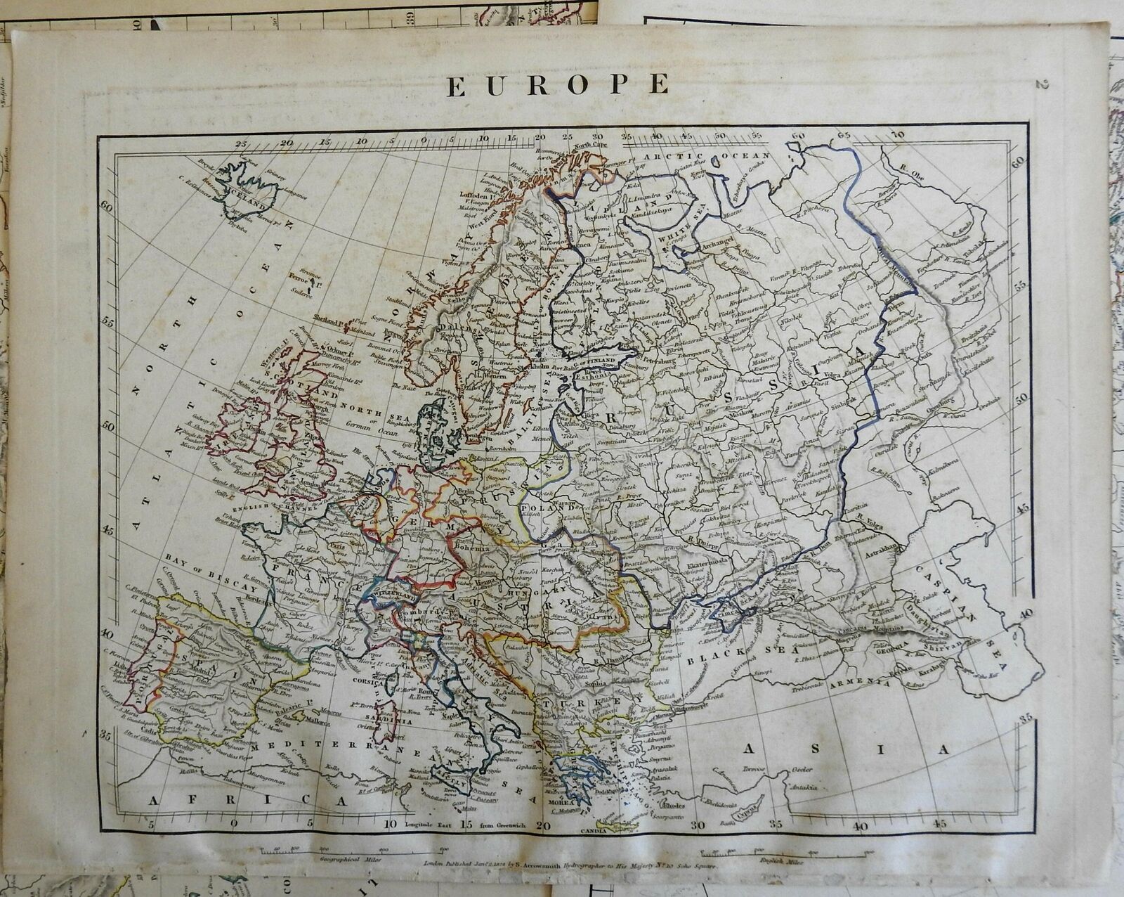Europe Iberia France German Confederation Russia 1828 Arrowsmith ...